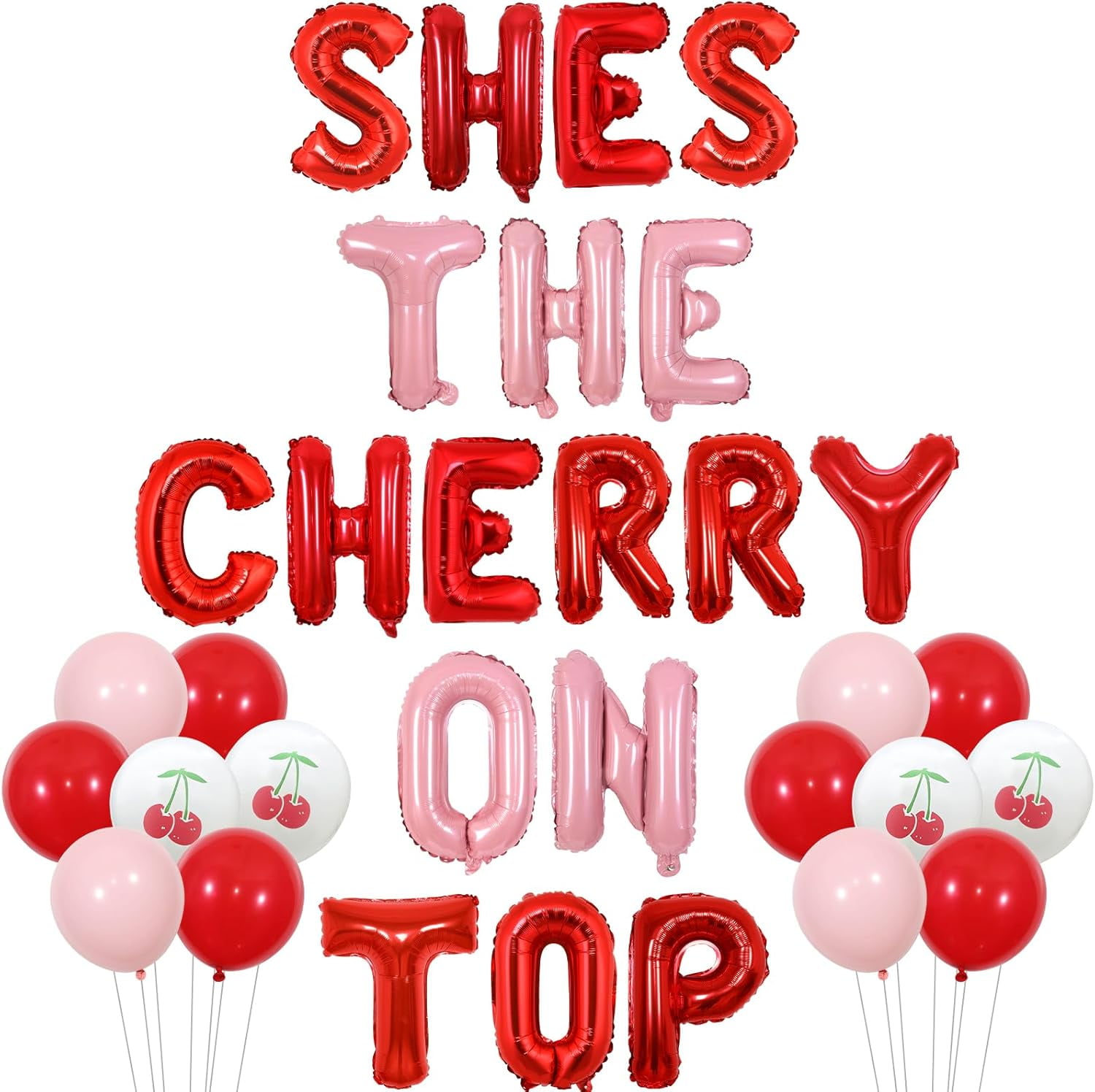 Wonmelody Cherry Birthday Decorations She's The Cherry On Top Balloon ...