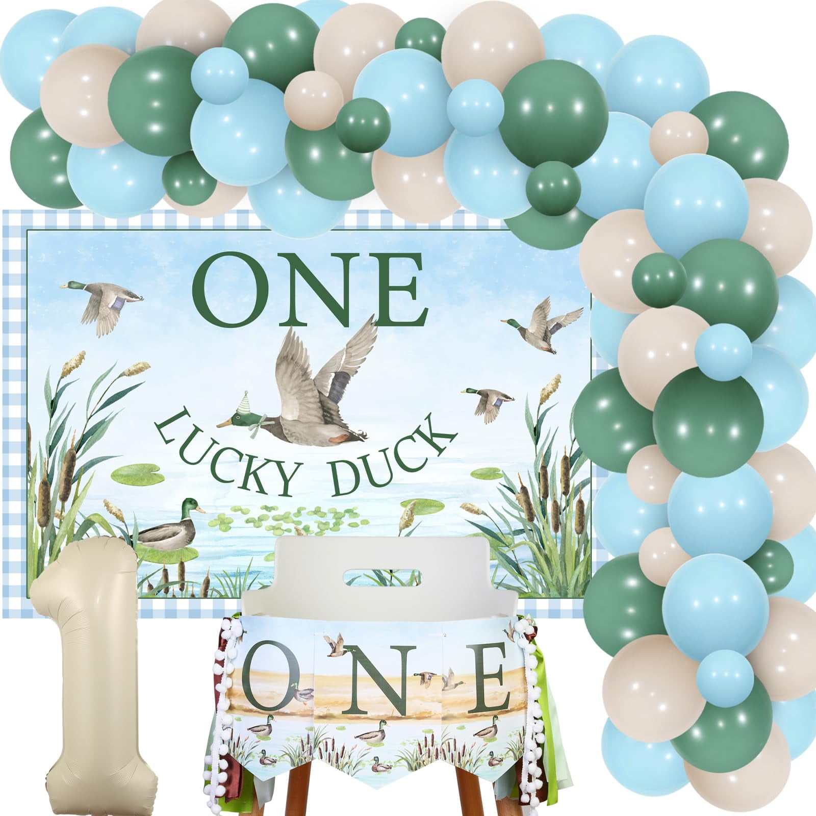 Wonmelody Duck Hunting First DHF10 Birthday Decorations One Lucky Duck ...