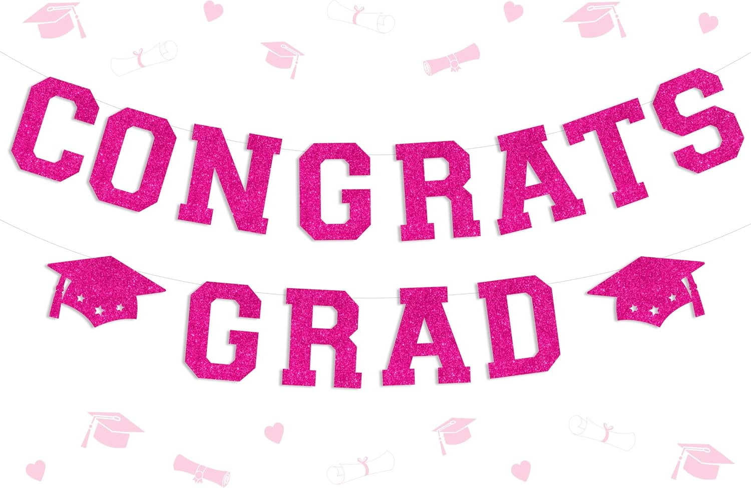 Wonmelody Graduation Decorations Hot Pink Congrats Grad Banner with Cap ...