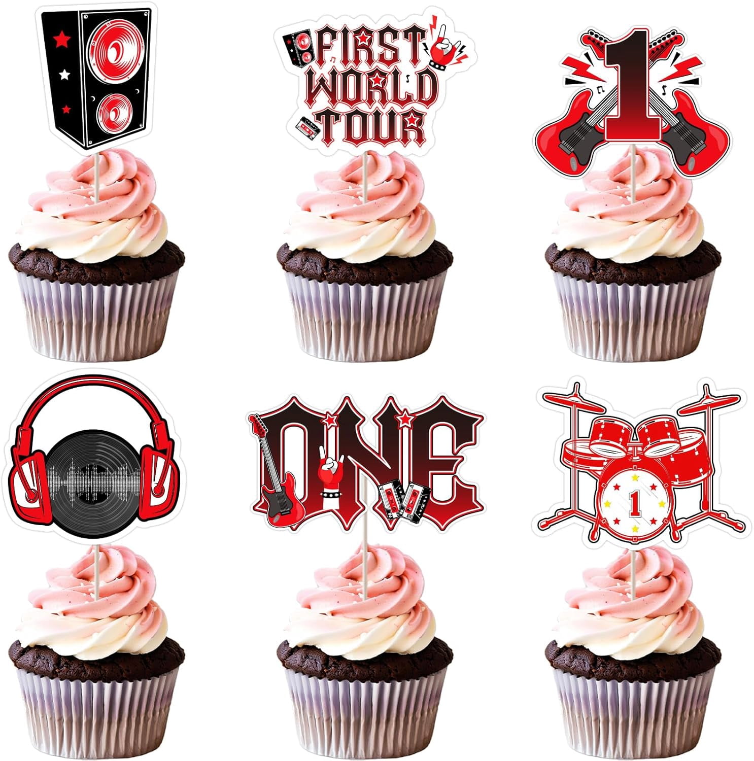 Wonmelody One Rocks 1st Birthday Decorations 36pcs First World Tour ...