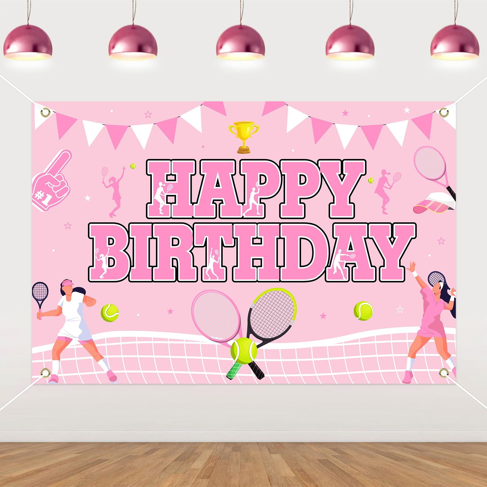 Wonmelody Tennis FEV6 Decorations Girl 5 * 3ft Tennis Backdrop Banner ...