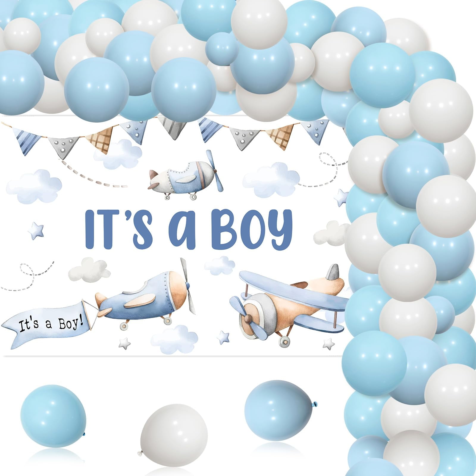 Wonmelody Vintage Airplane Baby Shower Backdrop KKS1 - It's A Boy ...
