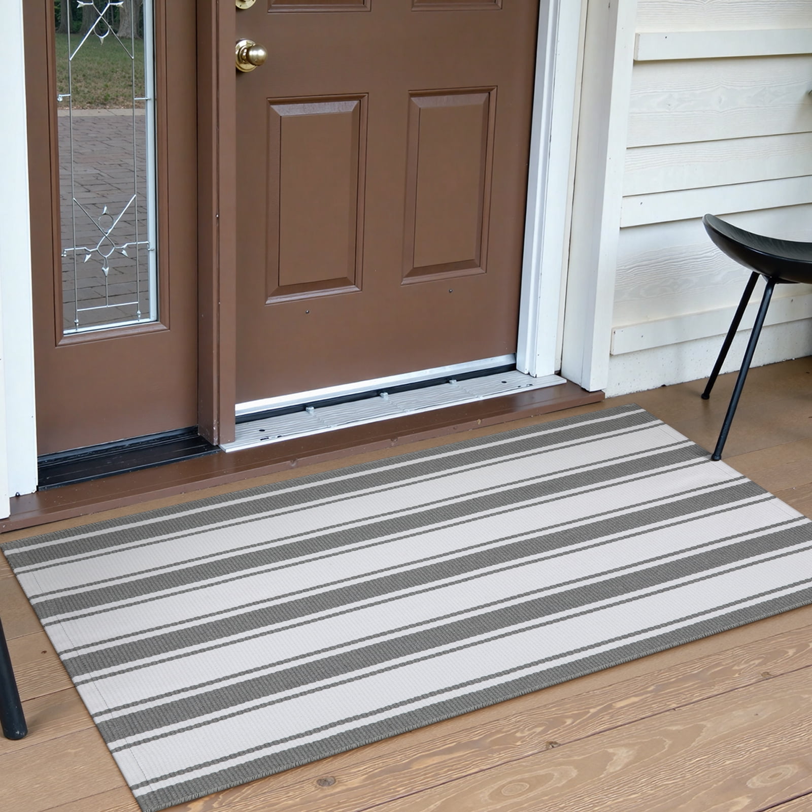 Wonnitar 2x4 Farmhouse Front Door Mat, Machine Washable Grey and White ...