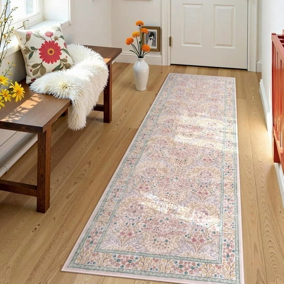 Boho Floral Kitchen Runner Rug, 2x6 Runners for Hallways 6ft Non Slip ...