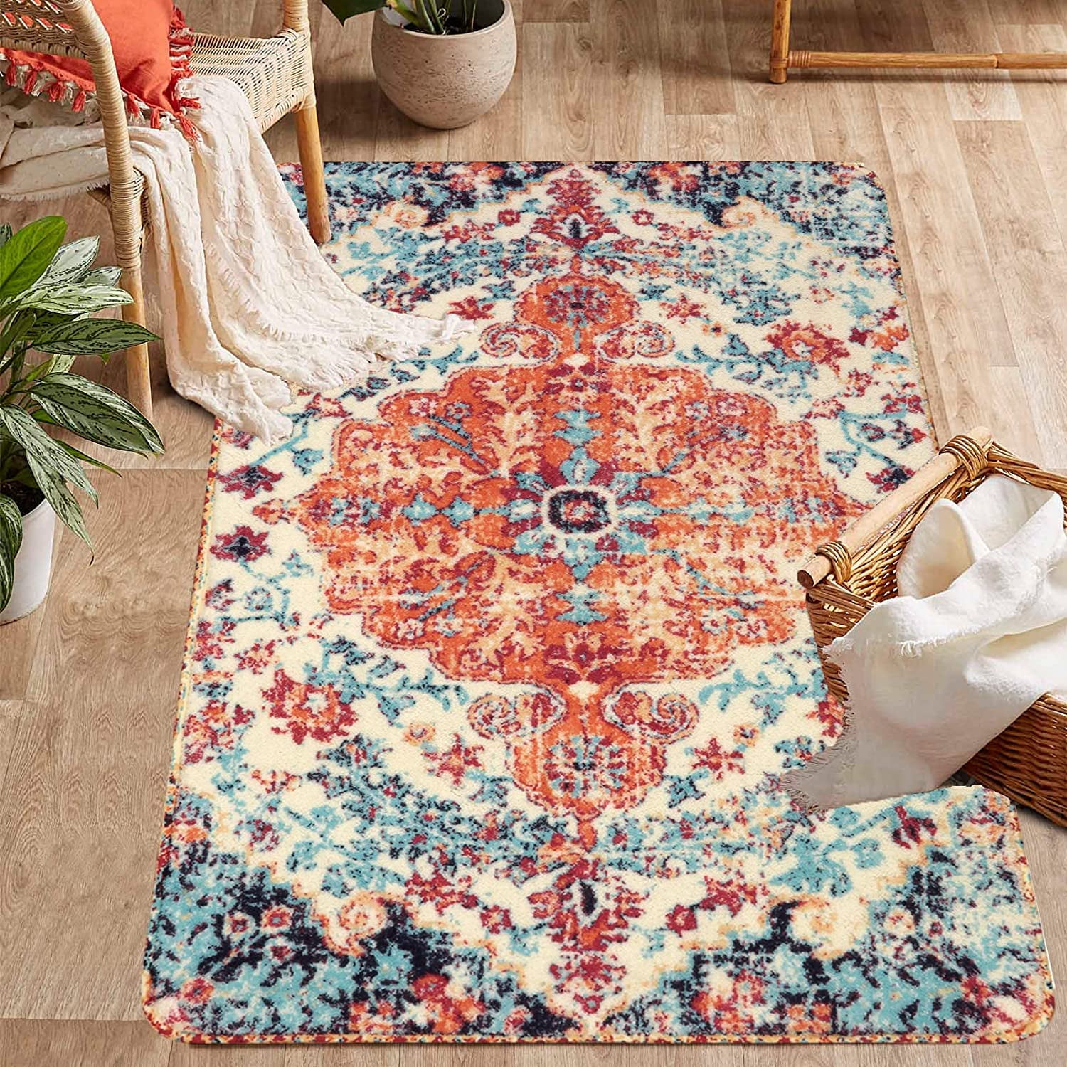 Wonnitar 3'x5' Bohemian Medallion Area Rug,Bedroom Rug Soft Throw ...