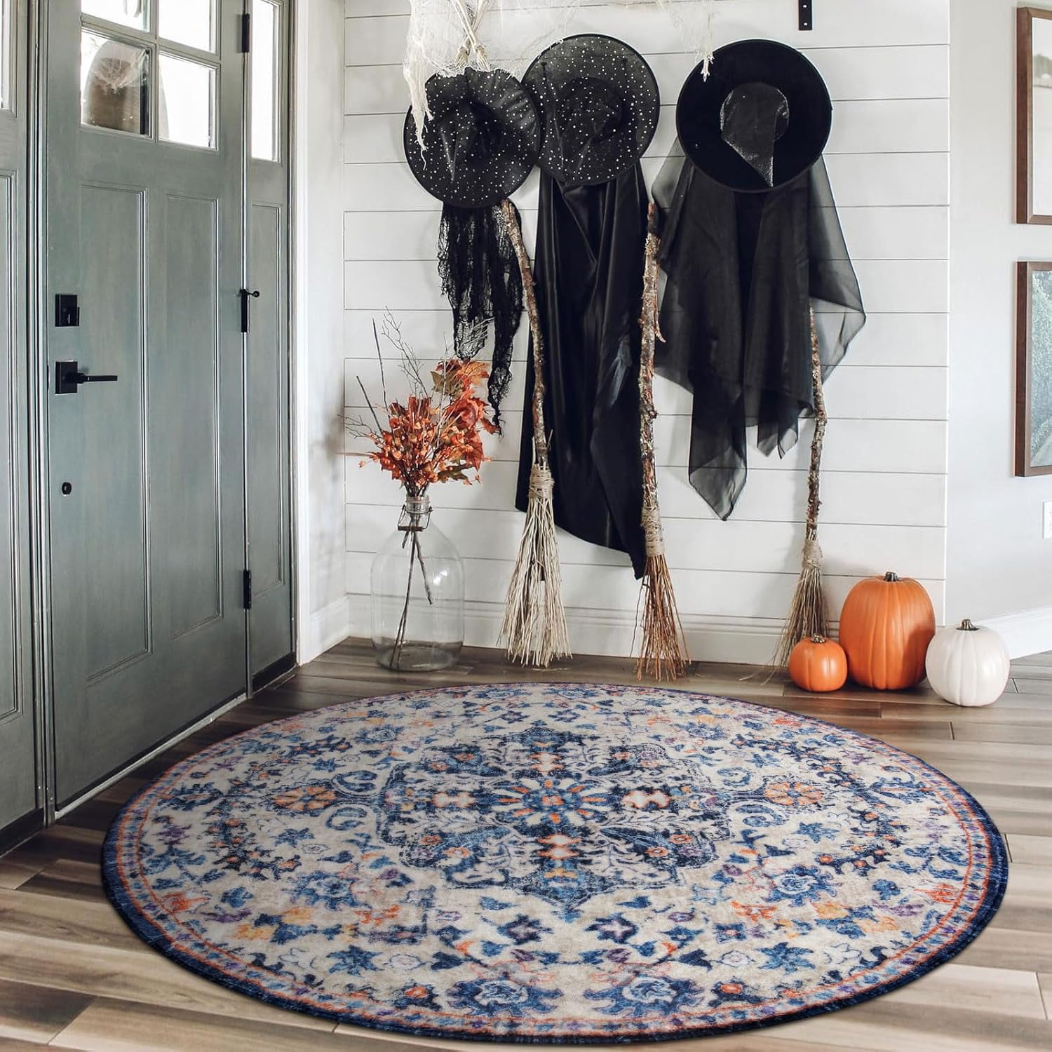Wonnitar 4'Round Bohemian Medallion Rug,Oriental Distressed Small Round ...