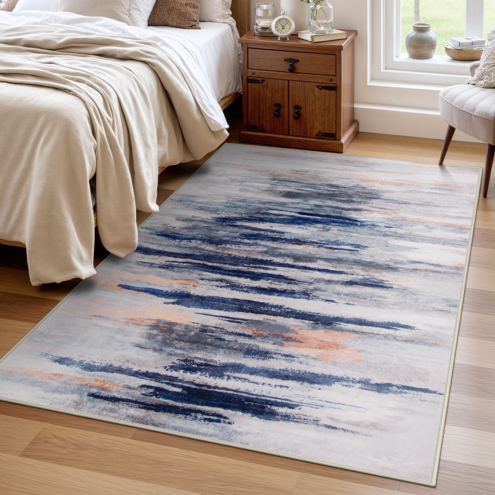 Wonnitar 4'x6' Abstract Washable Rugs, Soft Living Room Rugs Ultra-Thin ...