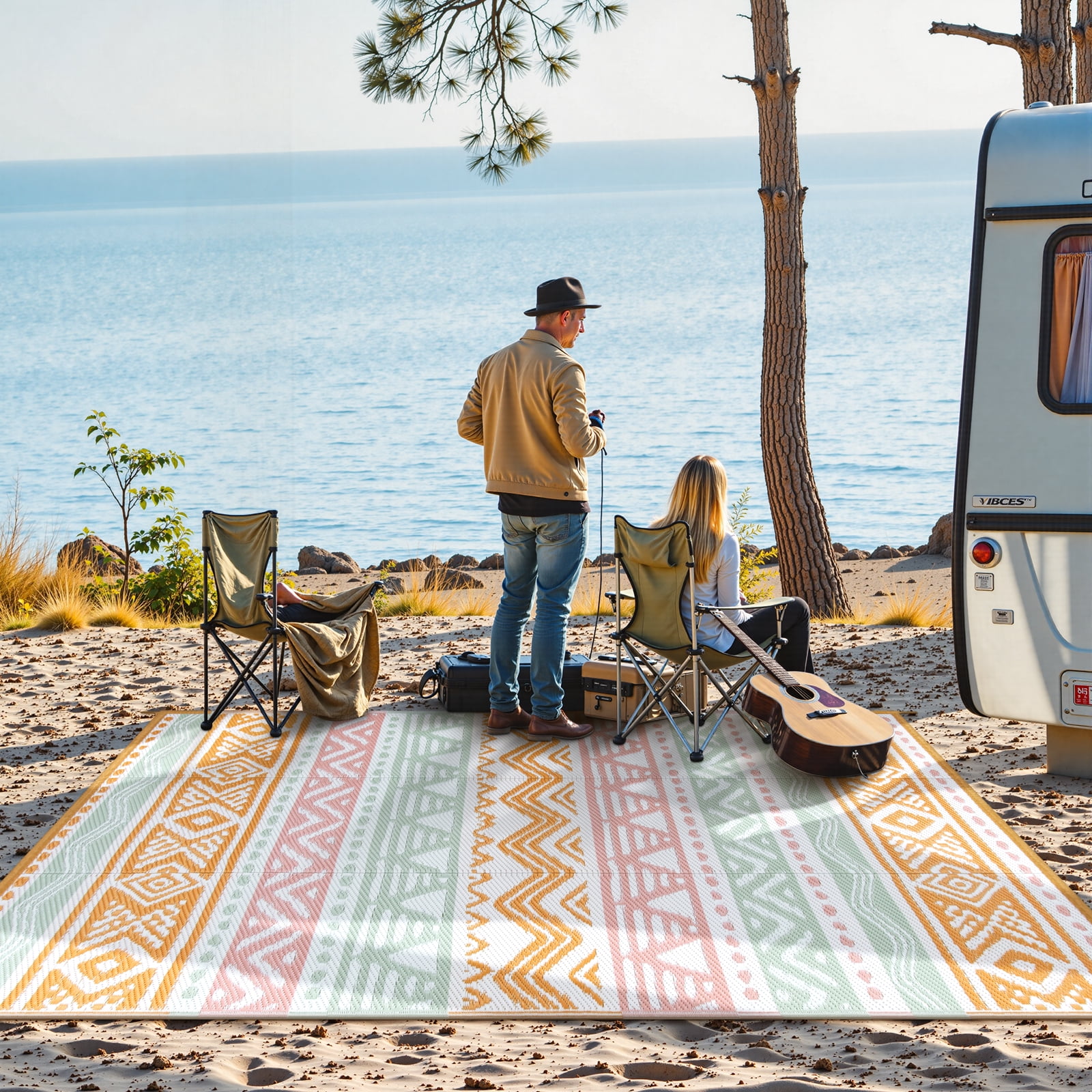 Wonnitar 4x6 Waterproof Outdoor Rugs, Plastic Straw Portable Rug for ...