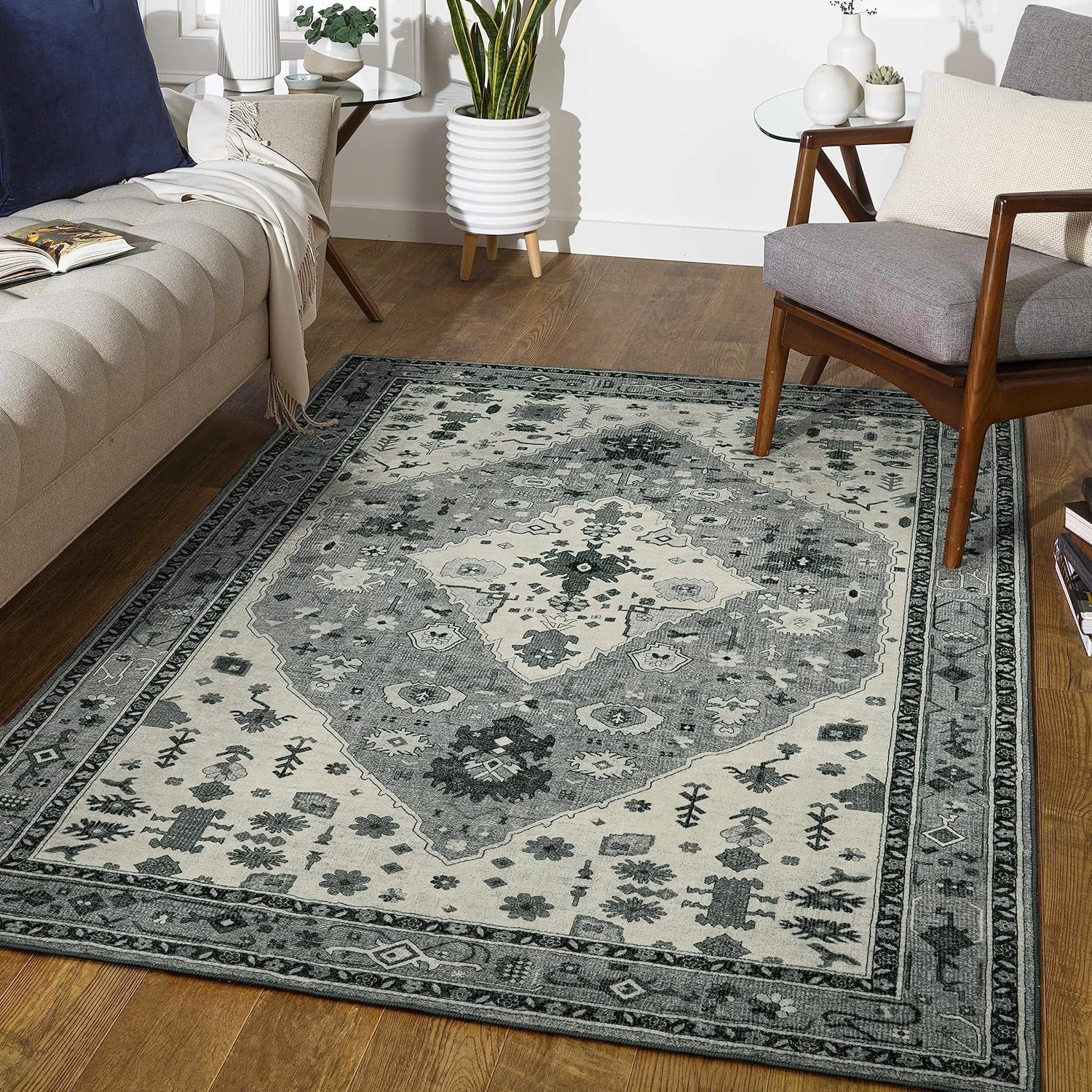 Wonnitar 5'x7' Boho Tribal Area Rug,Large Rugs for Living Room, Soft ...