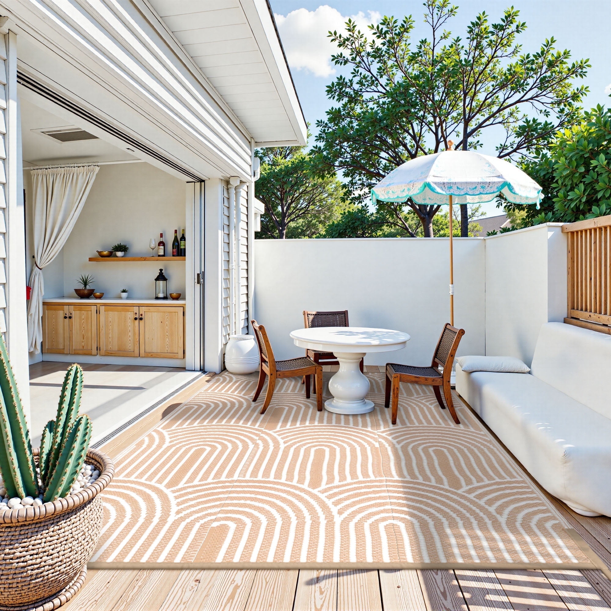 Wonnitar 5'x8' Extra Large Outdoor Rug Patio Waterproof,Reversible ...