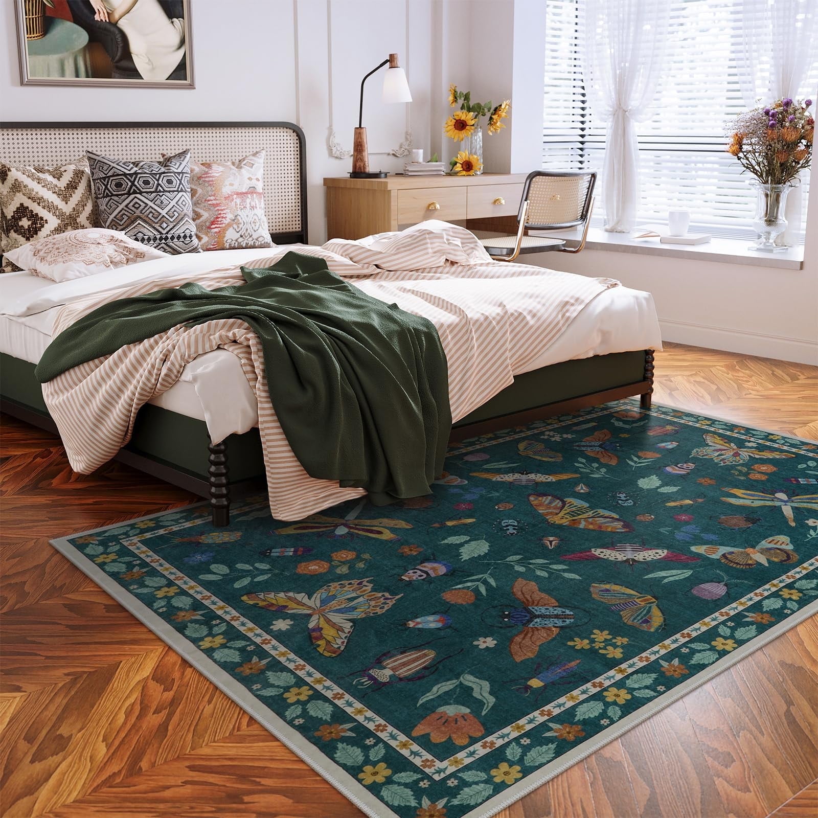 Wonnitar 5x7 Insect Living Room Area Rug, Washable Modern Bedroom Rug ...