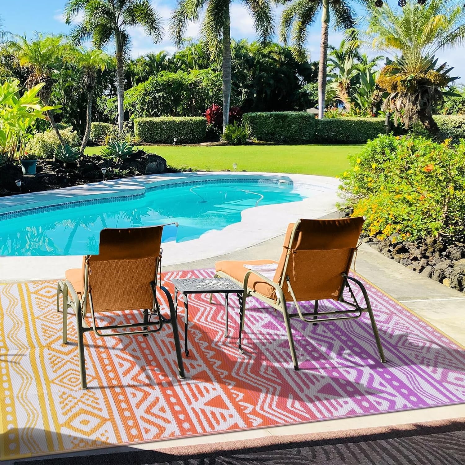 Wonnitar 5x8 Waterproof Outdoor Rugs, Plastic Straw Portable Rug for ...