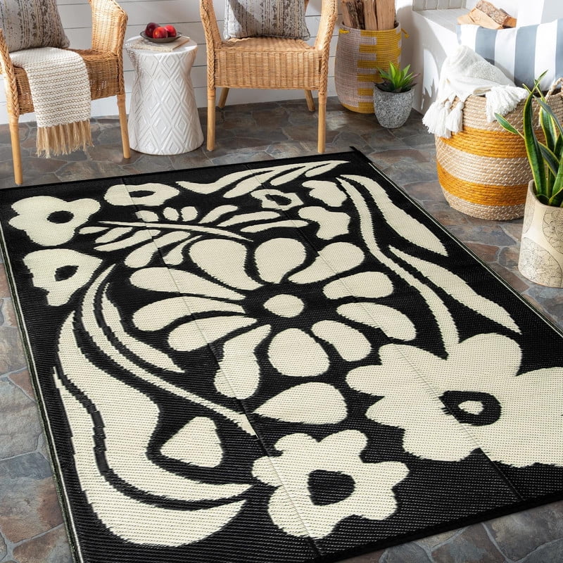 Wonnitar 5x8 Waterproof Outdoor Rugs, Plastic Straw RV Rug for Outside ...