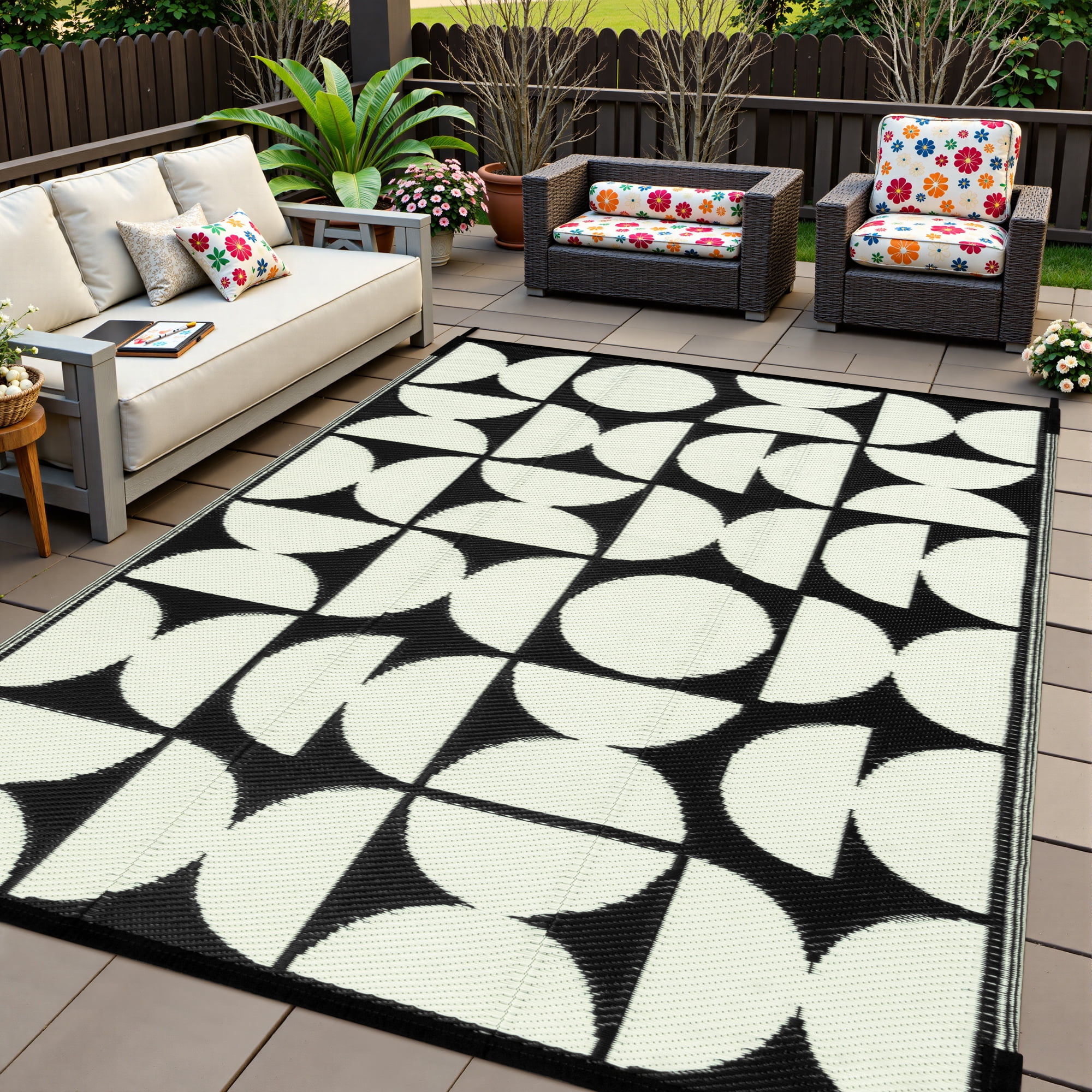 Wonnitar 6'x9' Outdoor Rug Waterproof,Outdoor Carpet Patio Rug Mat ...