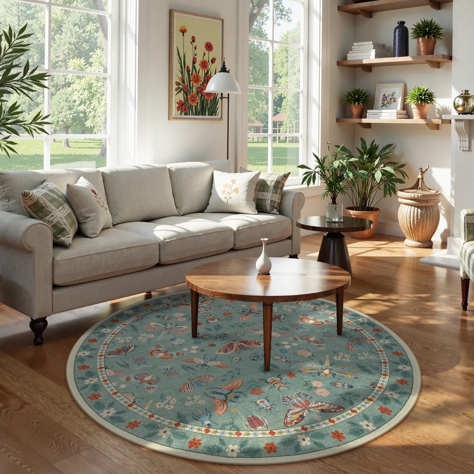 Wonnitar 6ft Insect Washable Round Rugs, Non-Slip Soft Rug for Bedroom ...
