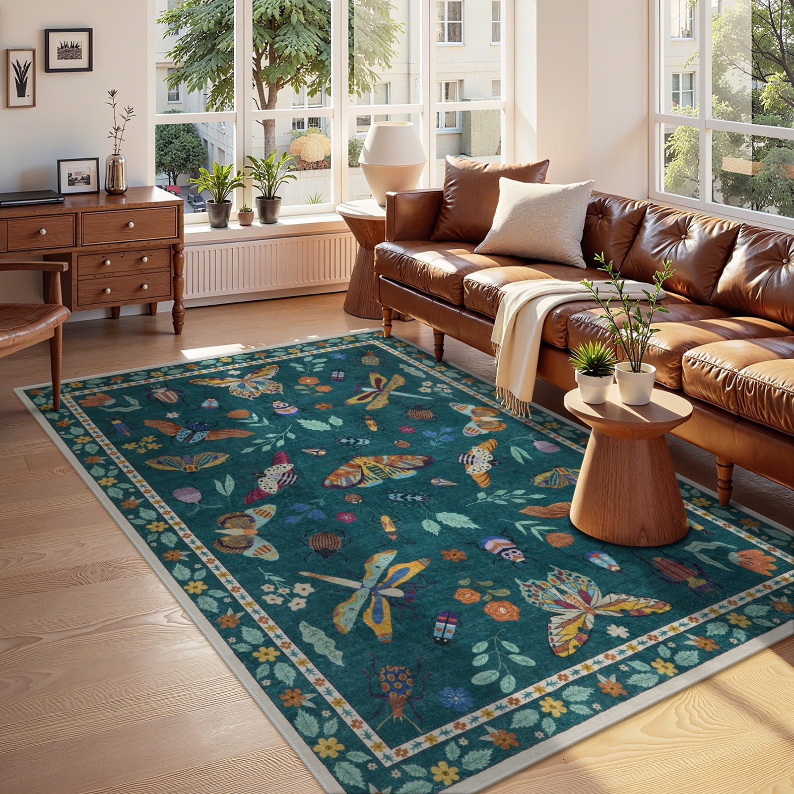 Wonnitar 6x9 Insect Living Room Area Rug, Large Washable Modern Bedroom ...