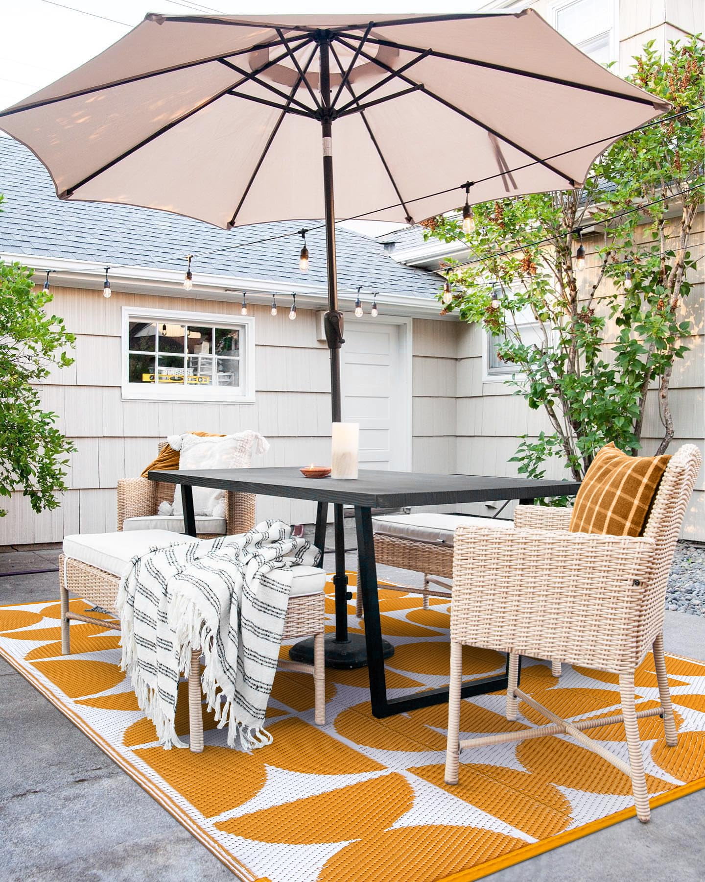 Wonnitar 8'x10' Outdoor Rug Waterproof,Outdoor Carpet Patio Rug Mat ...