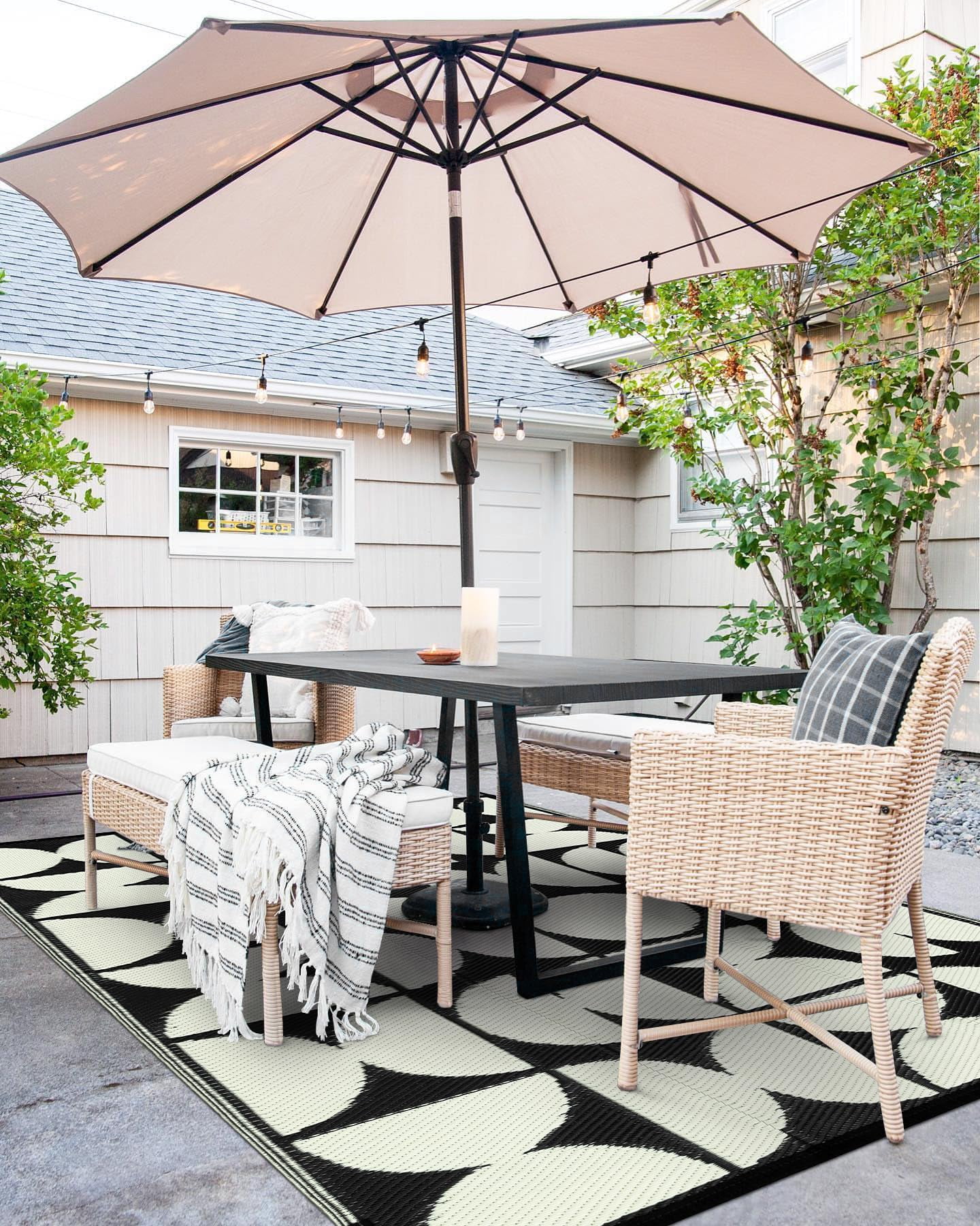 Wonnitar 8'x10' Outdoor Rug Waterproof,Outdoor Carpet Patio Rug Mat ...