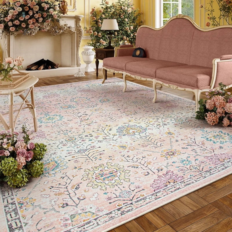 Walmart Black Friday Deals 2025 - Wonnitar 8'x10' Pink Boho Area Rug ...