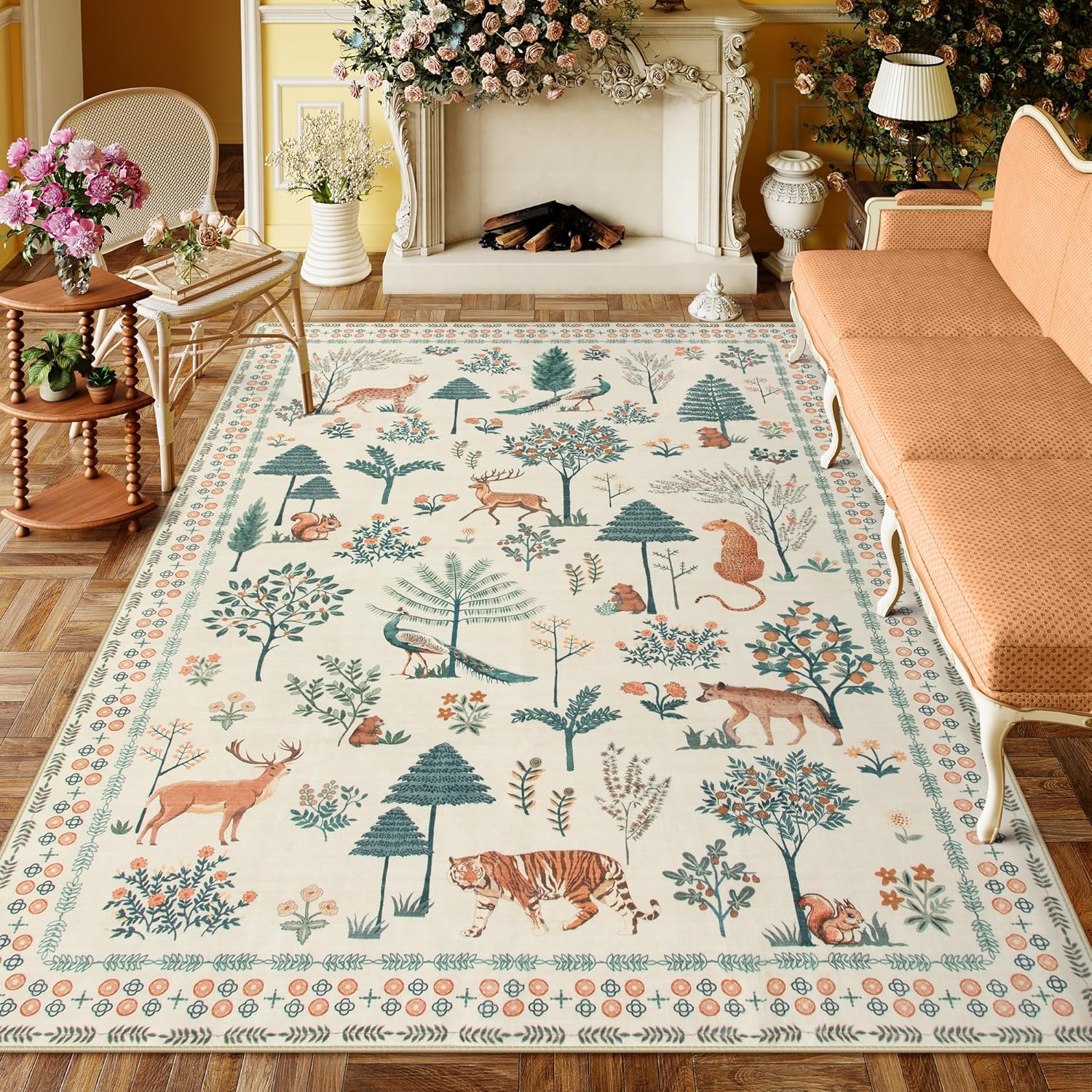 Wonnitar 8x10 Jungle Rugs for Living Room, Large Washable Ultra Soft ...