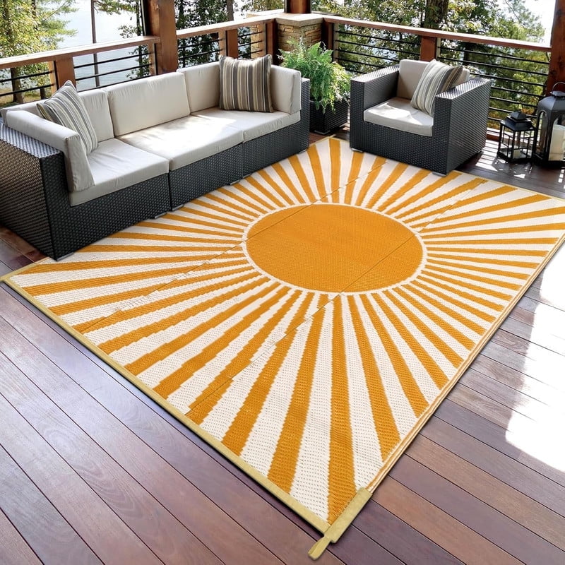Wonnitar 8x10 Outdoor Patio Rug Waterproof, Large Reversible Plastic ...