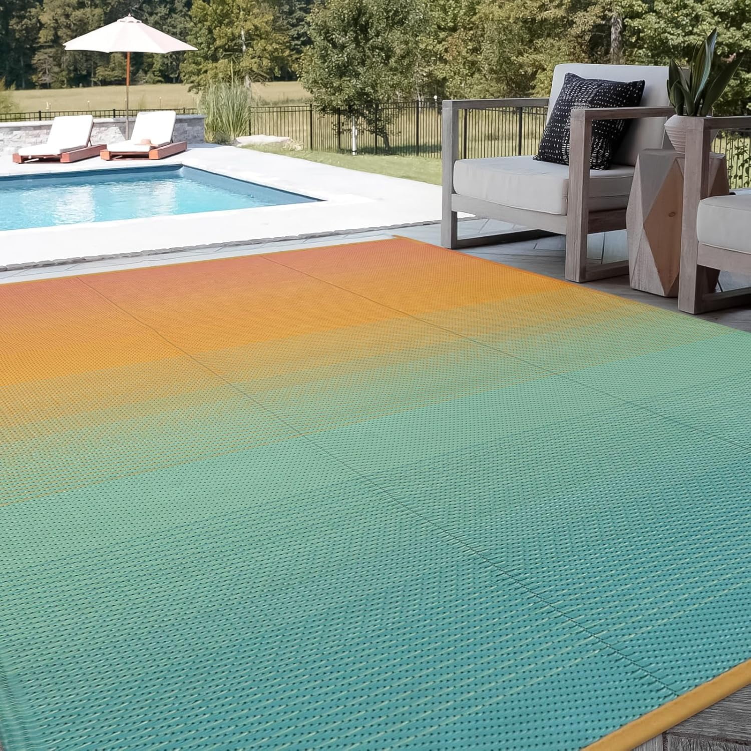 Wonnitar 8x10 Outdoor Rugs, Waterproof Plastic Patio Rug, Large ...