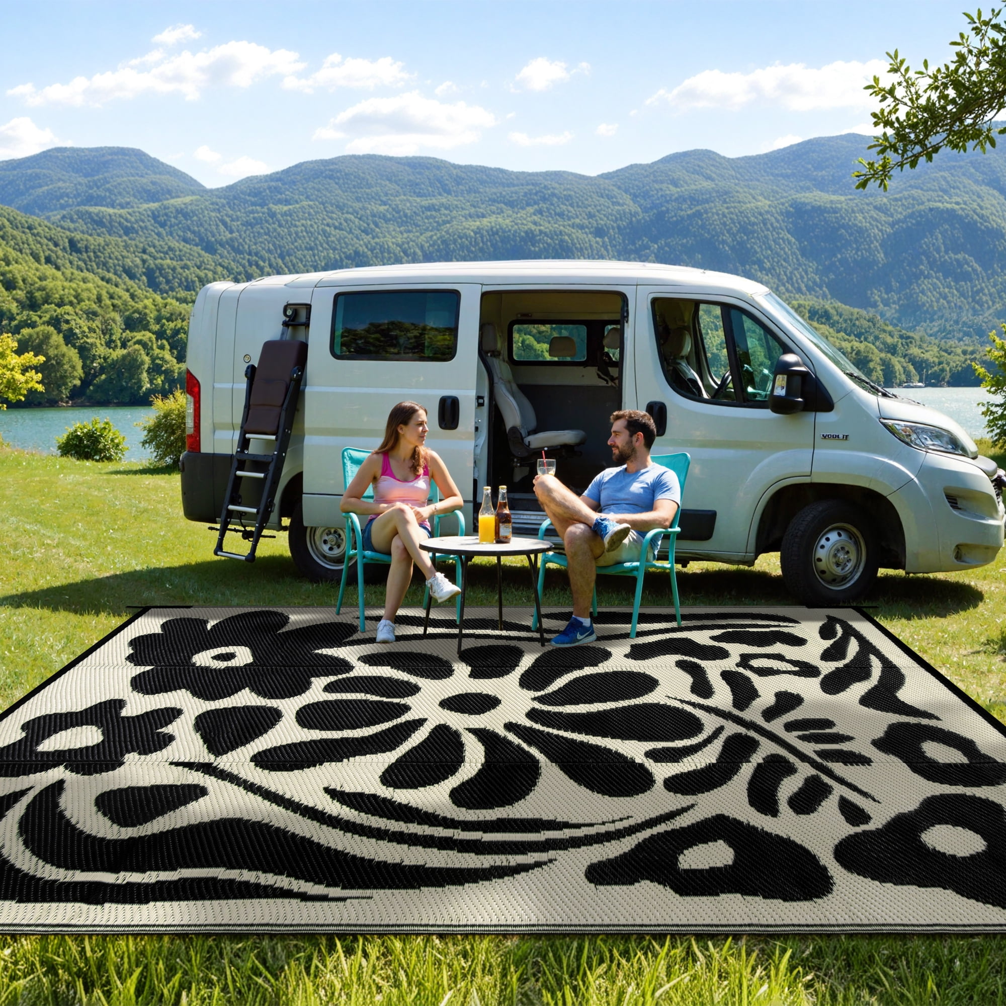 Wonnitar 8x10 Outdoor Rugs,Waterproof RV Plastic Patio Rug,Reversible ...