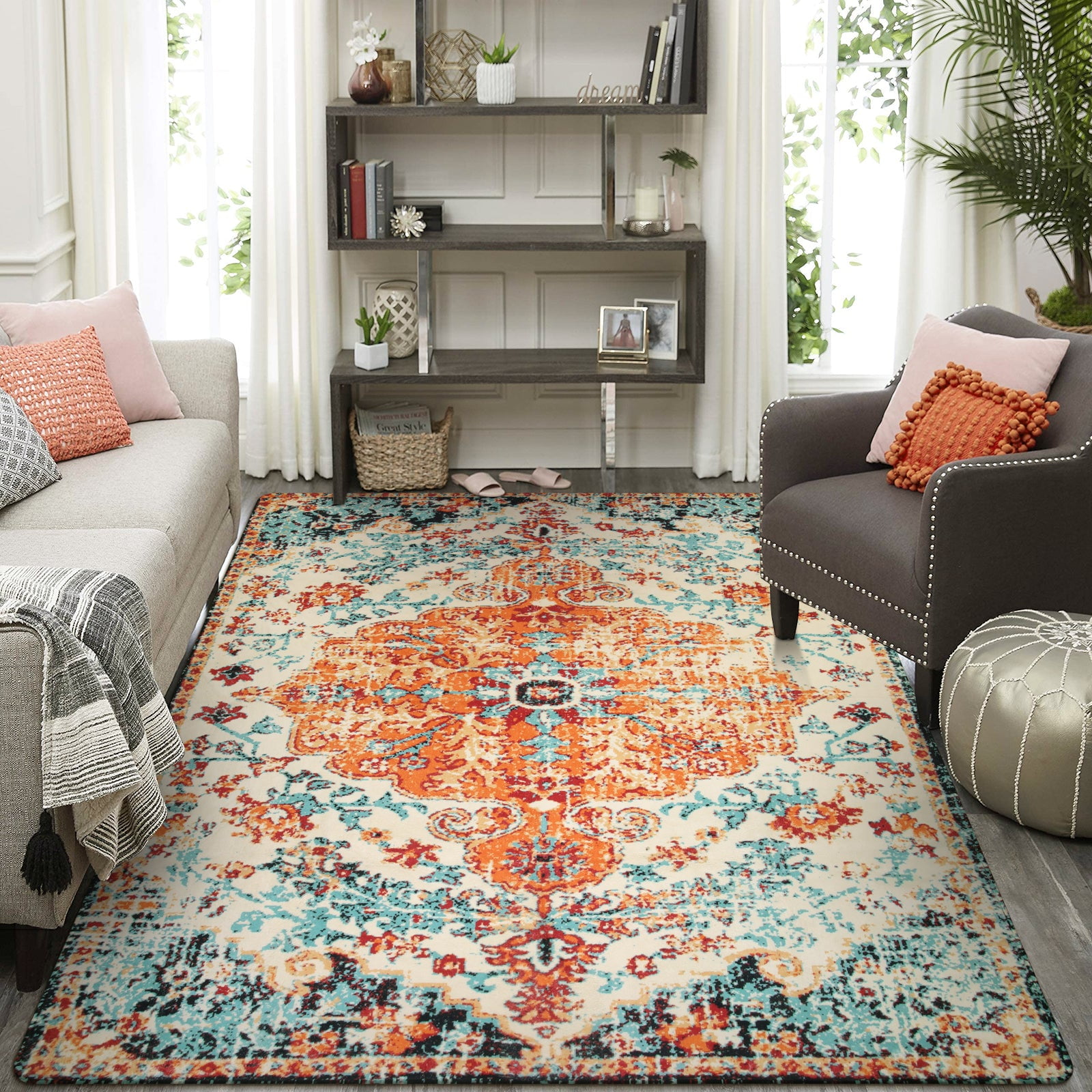 Wonnitar 9'x12' Area Rug for Living Room Boho Large Washable Rug for ...