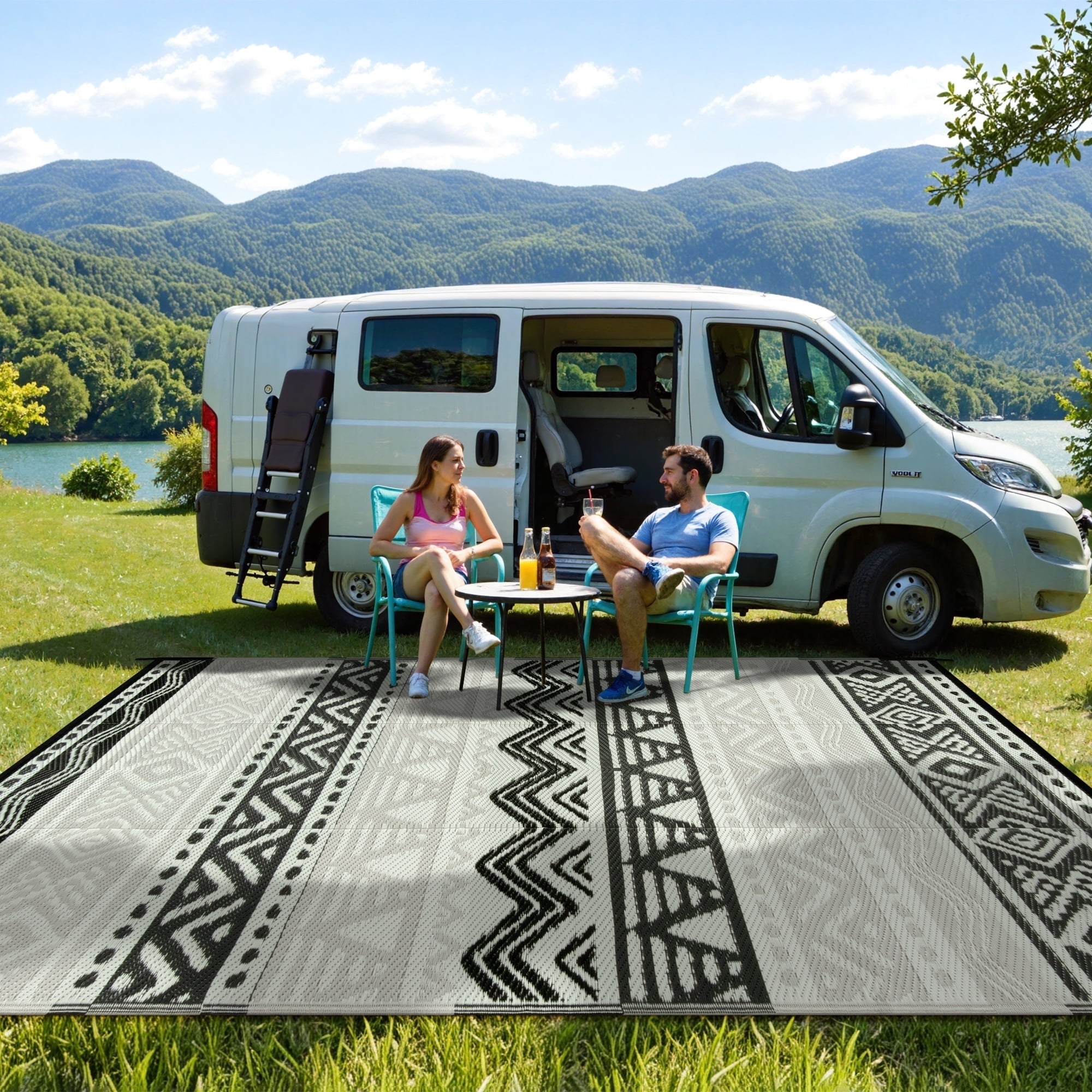 Wonnitar 9x12 Waterproof Outdoor Rugs, Plastic Straw Portable Rug for ...