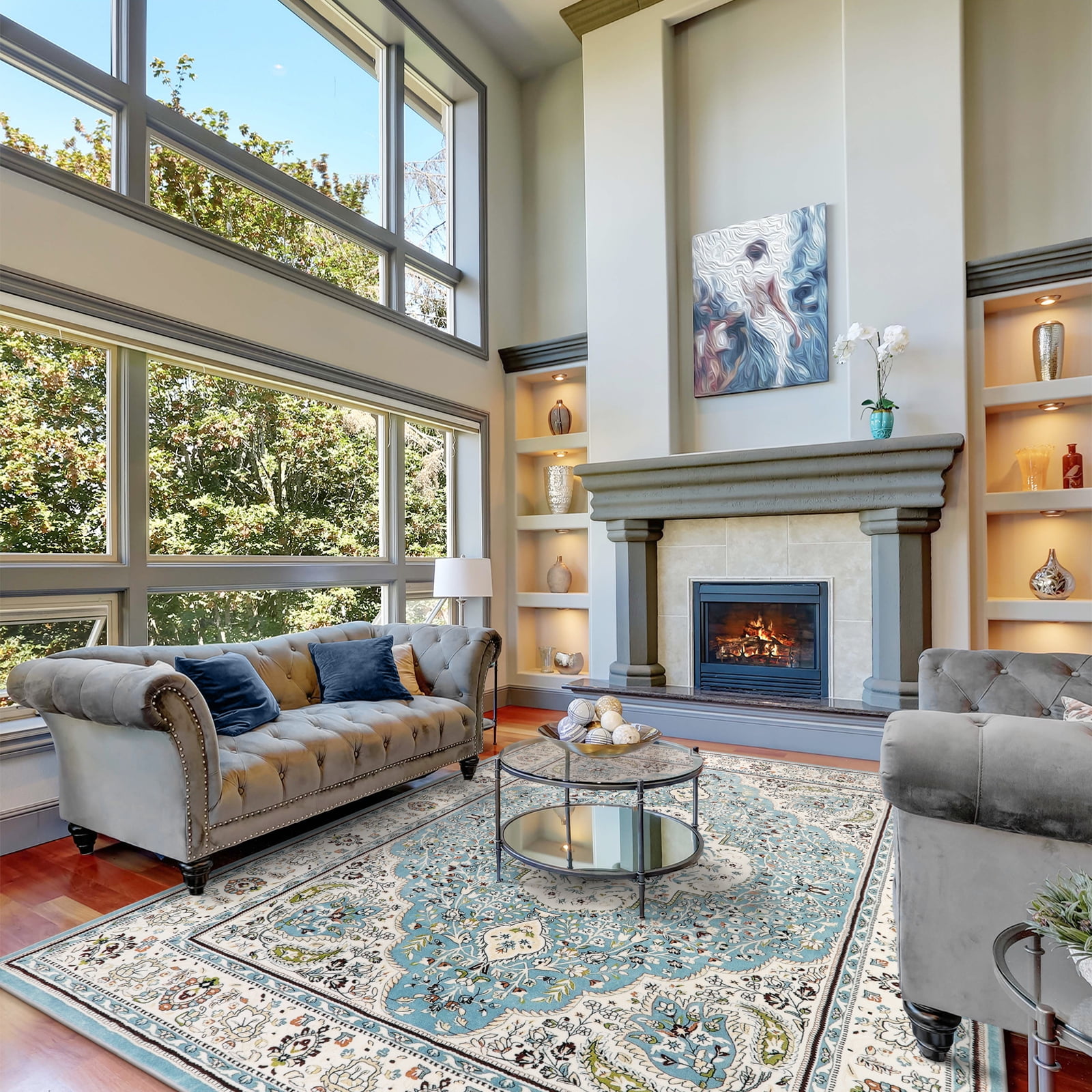 Wonnitar Floral Medallion Area Rug - 8x10 Area Rugs for Living Room ...