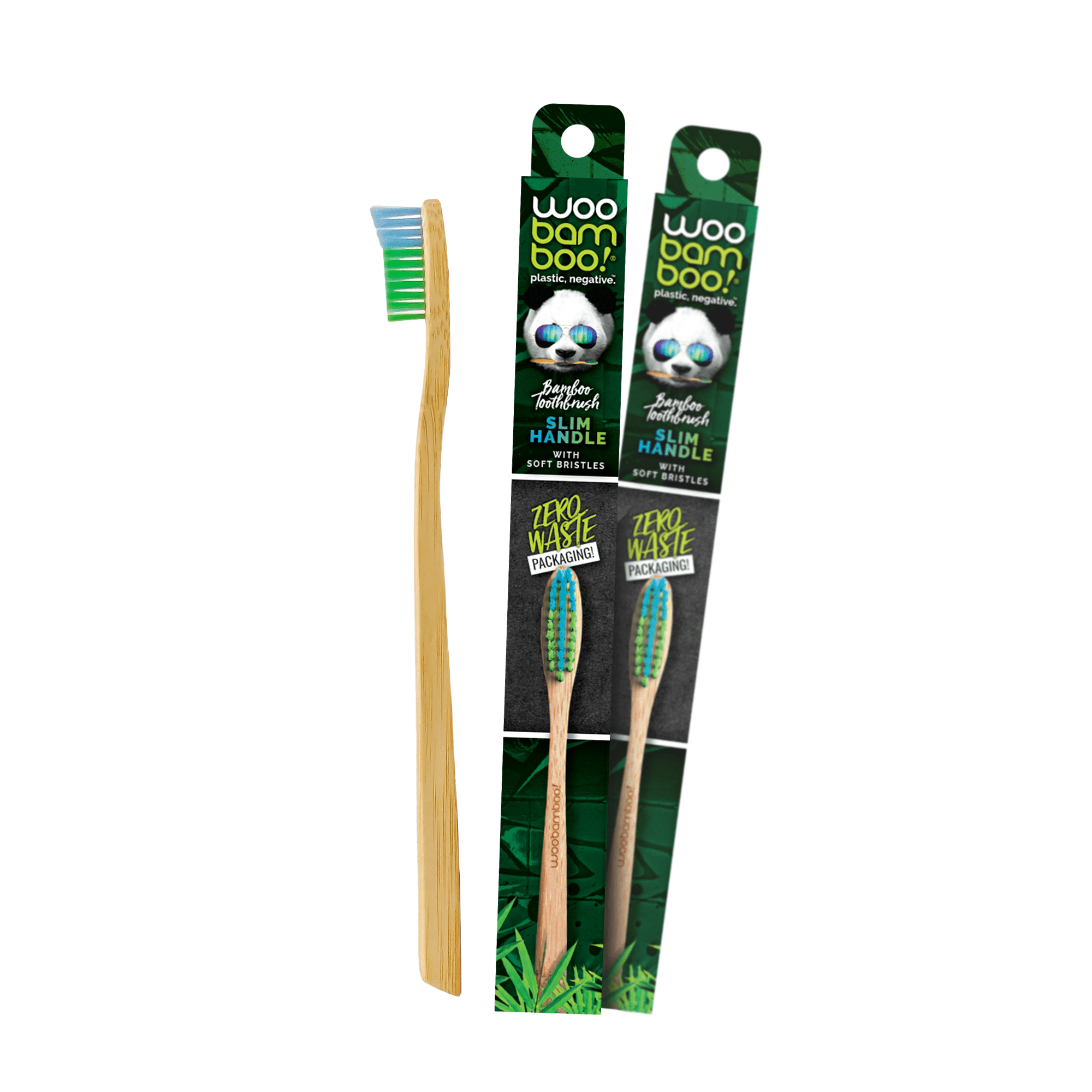 WooBamboo! Zero Waste Packaged Slim Handle Bamboo Toothbrush - Slim ...