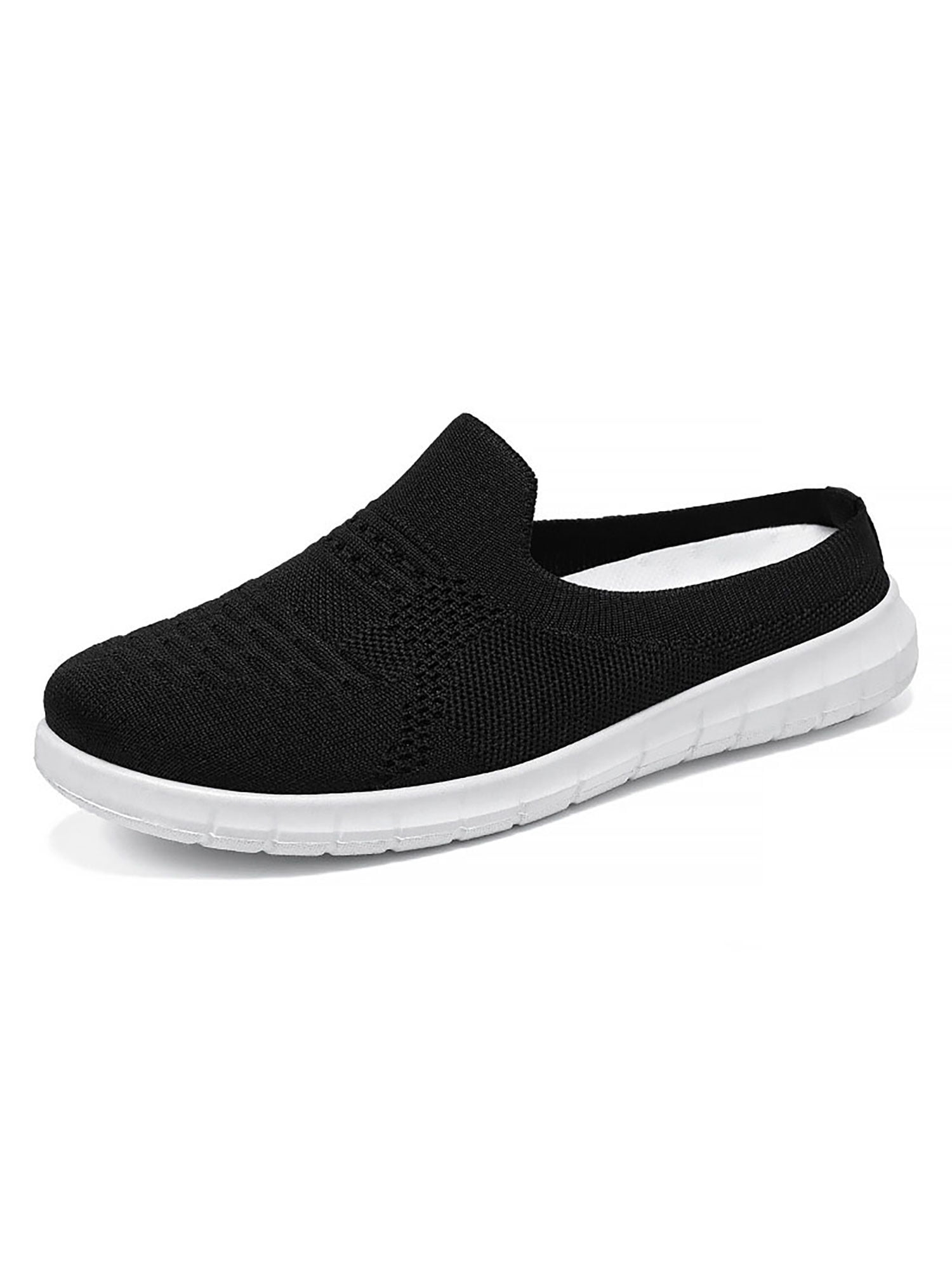 Woobling Womens Sneakers Backless Knit Flats Slip On Mules Shoes Ladies ...