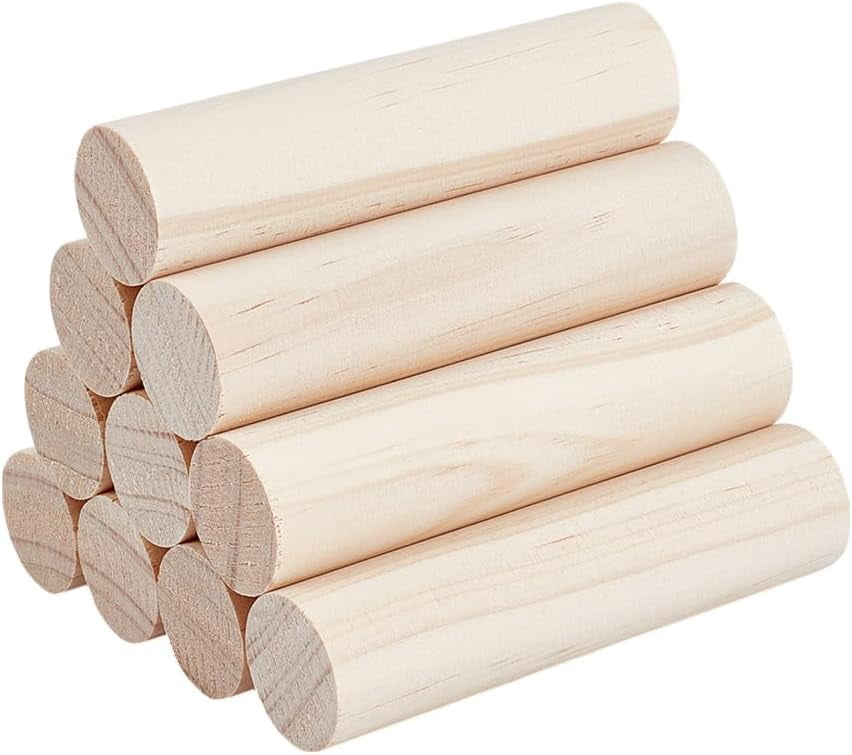 Wood 10Pcs 3.9x1 Inch Wood Round Sticks Blank Round Dowels Rods ...