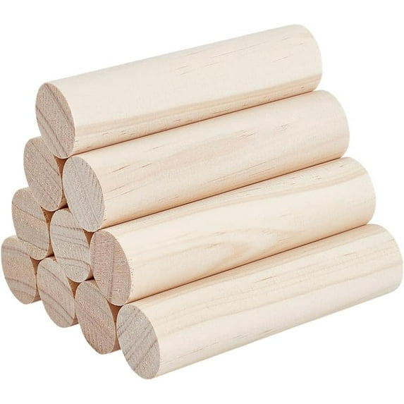 Wood 10Pcs 3.9x1 Inch Wood Round Sticks Blank Round Dowels Rods ...