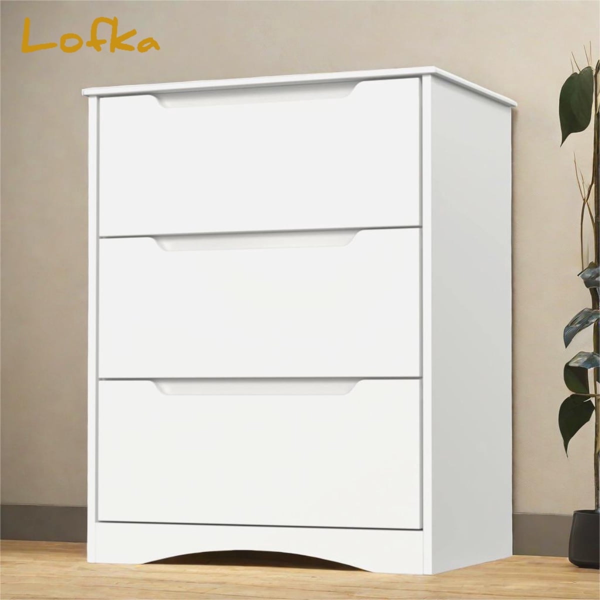 Wood 3 Drawer Dressers, Lofka Chest of Drawers for Bedroom with Smooth ...
