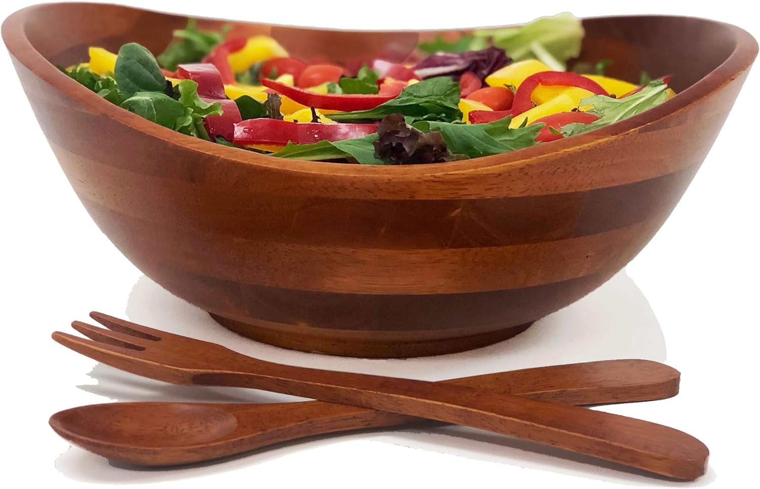 Wood 3 Piece Salad Serving Bowl Set, 11 3/4" x 11" x 5" - Walmart.com