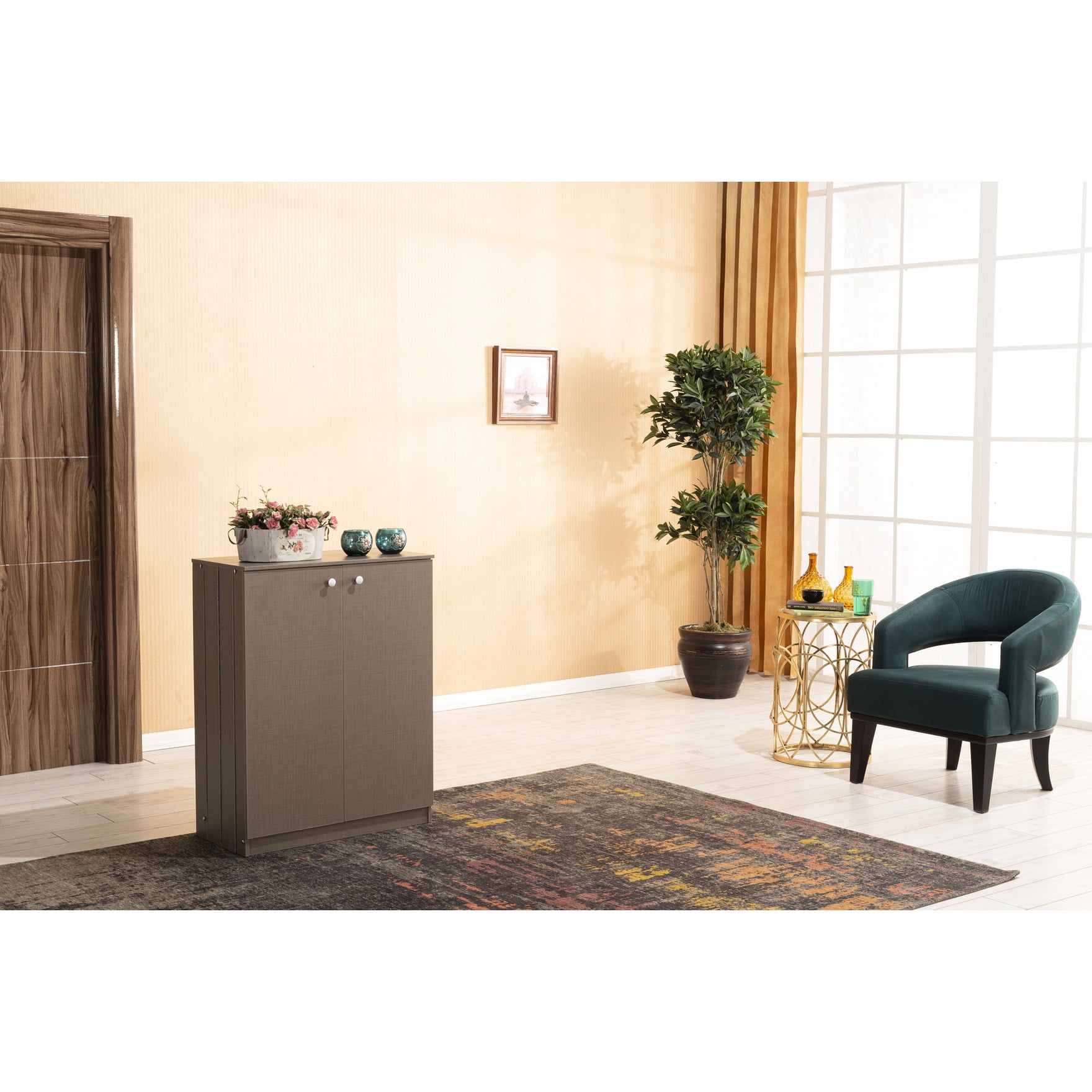 Wood 3-Tier Shoe Rack with Brown and Beige Color - Display Shoes Nicely ...