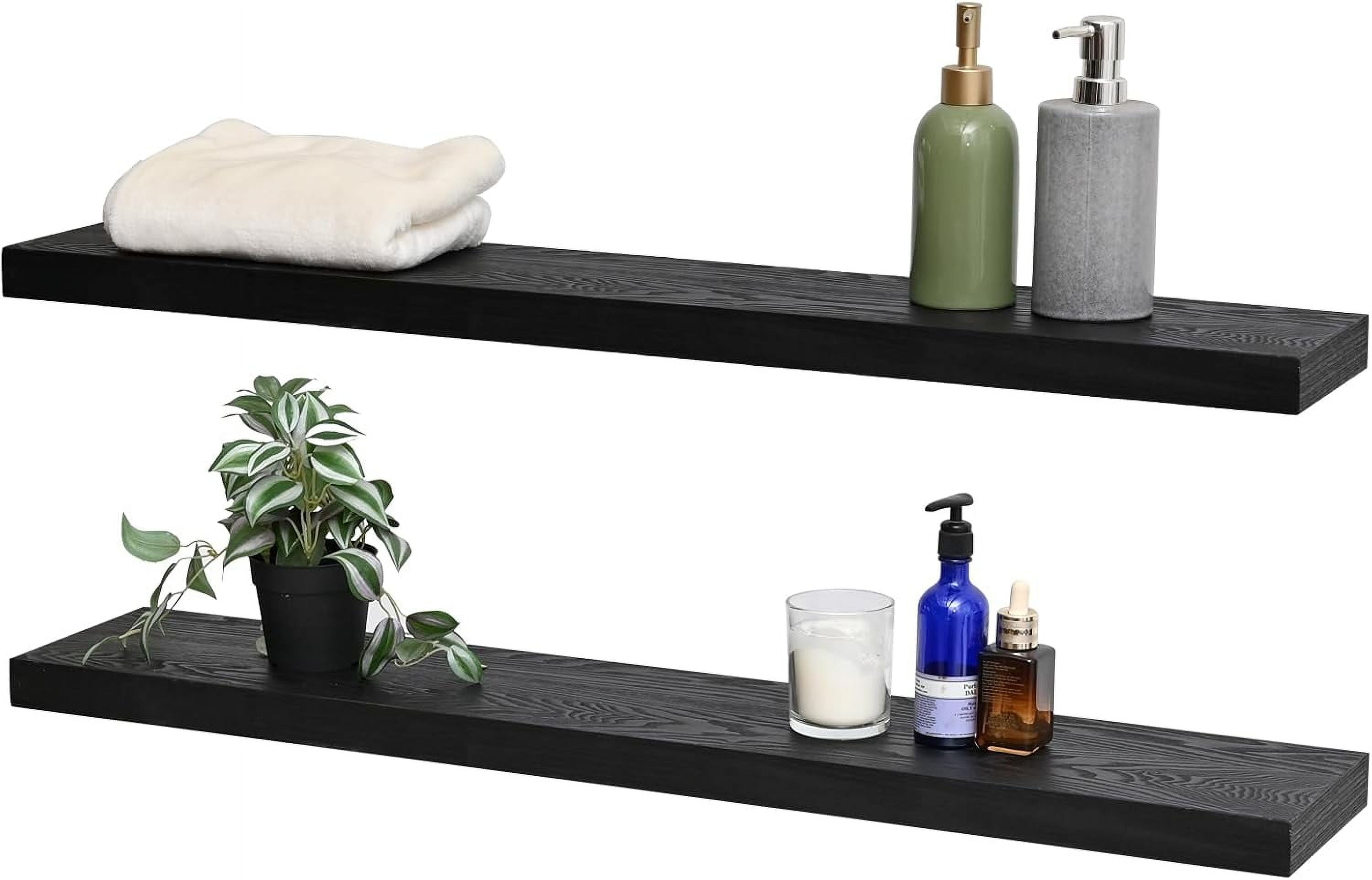 Wood 36 in Floating Shelves for Wall Storage, Wide Rustic Wooden Wall ...