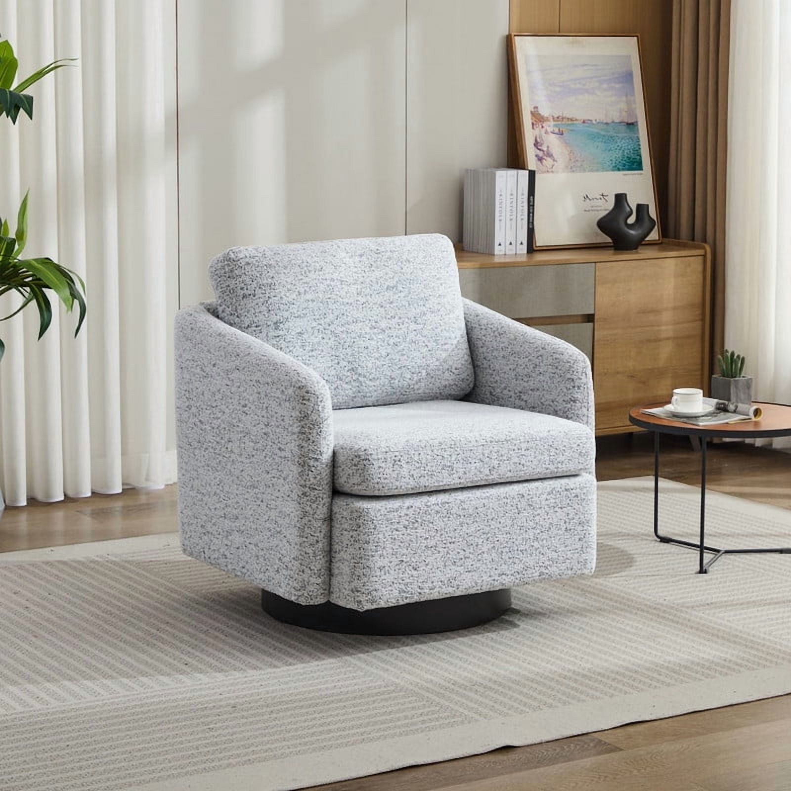 31.5" Chenille Swivel Accent Chair Upholstered 360° Rotating Lounge ...