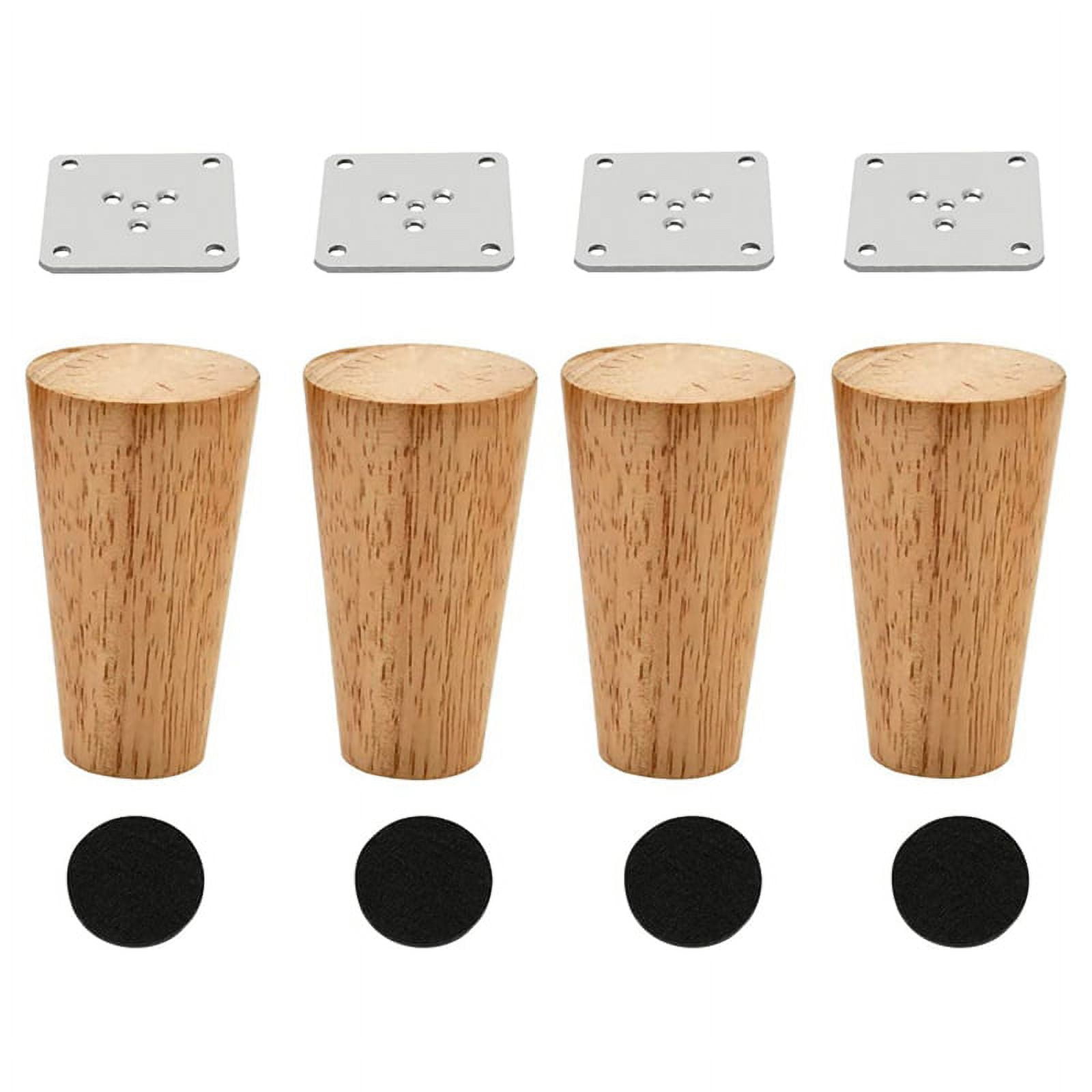 Wood 4 Inch Round Solid Mid Couch Feet Replacement Legs with Screws for ...