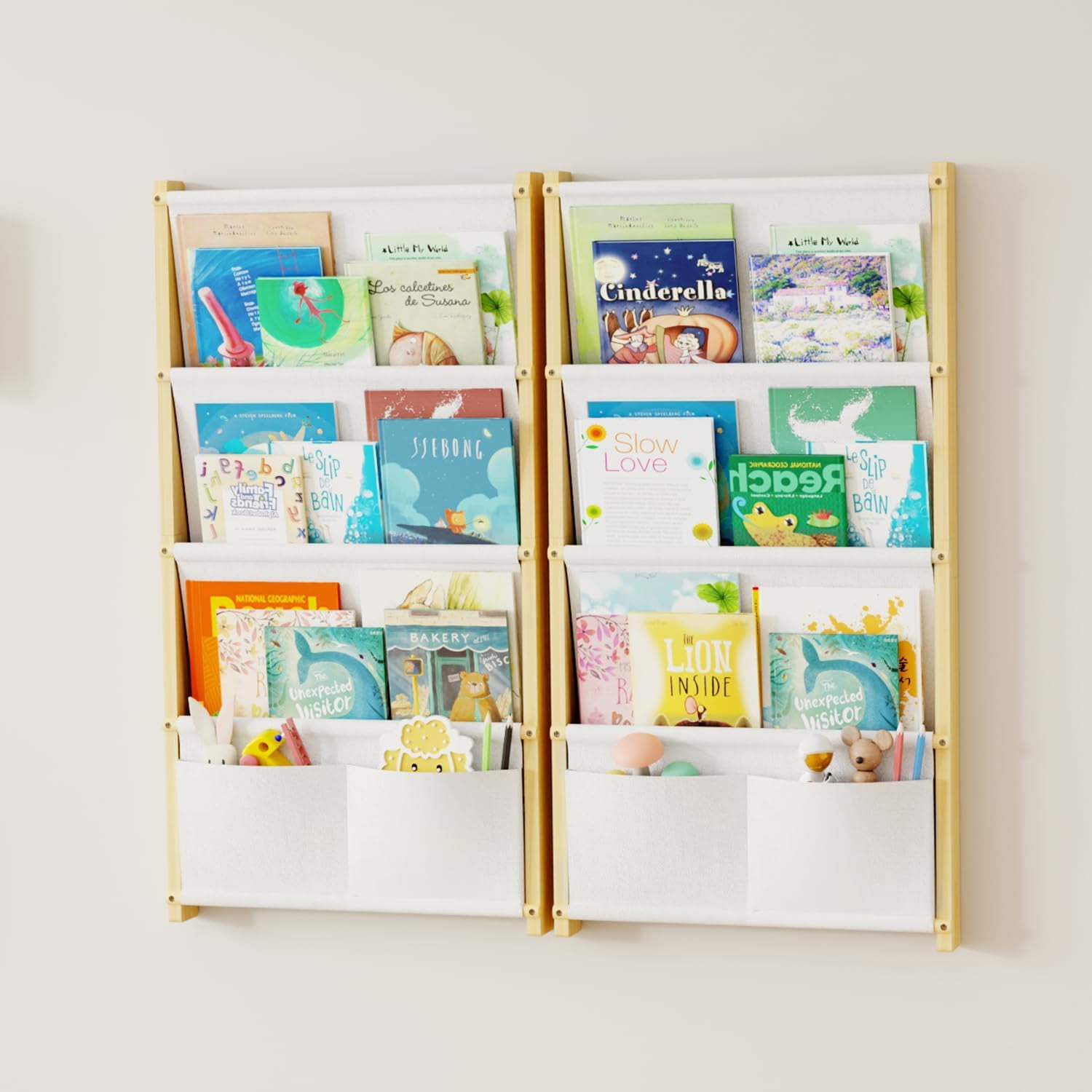 Wood 4-Tier Wall Mounted Kids Bookshelf – Floating Book Shelf For Kids ...