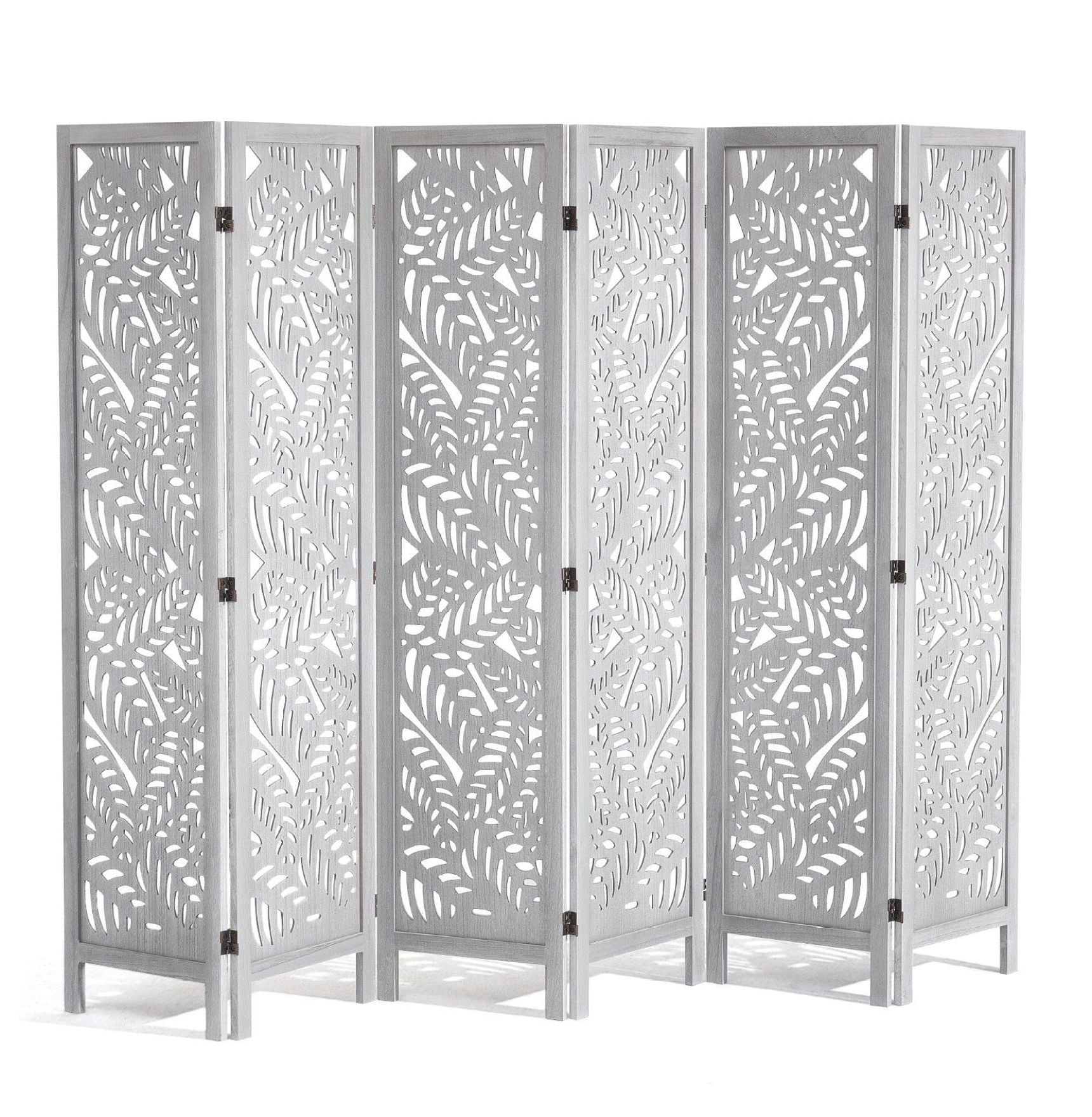 Wood , 6 Panel Wood Folding Privacy Screen, 66.9 Inches Tall Indoor ...