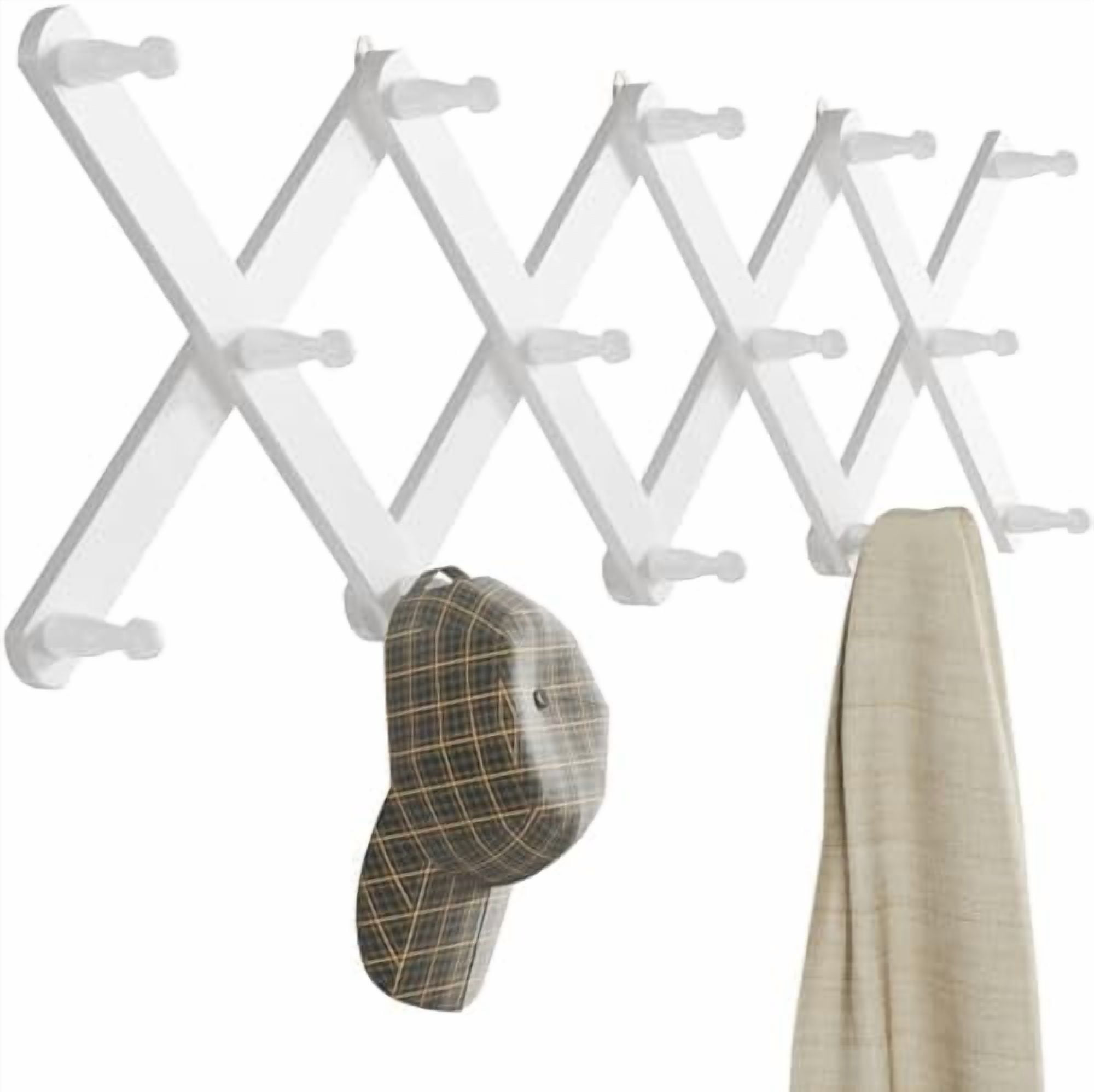 Wood Accordion Wall Hanger, Expandable Coat Rack Wall Mount with 14 ...