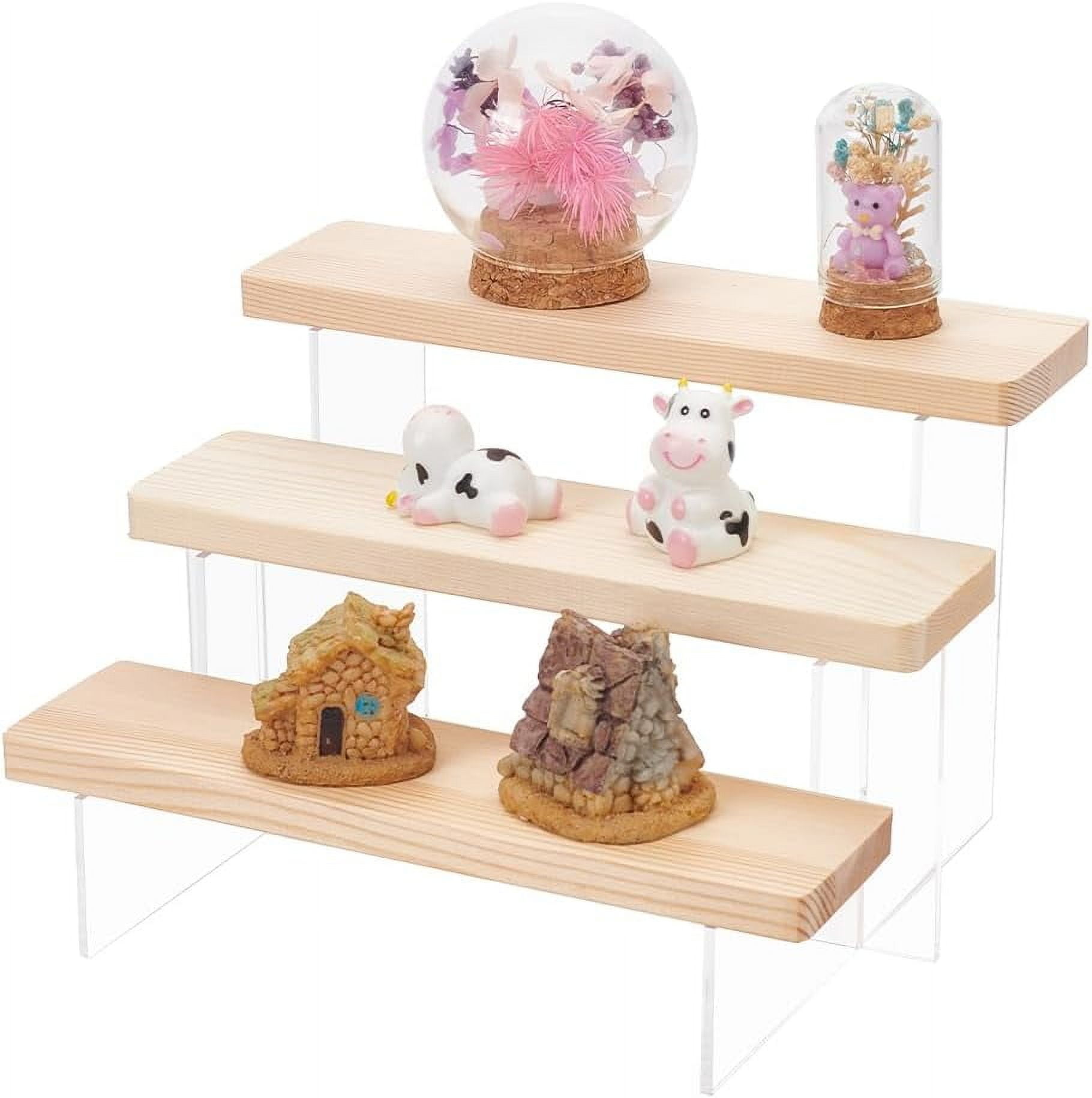 Wood Acrylic Display Stand 3-Tier Rustic Display Case Figures Display ...