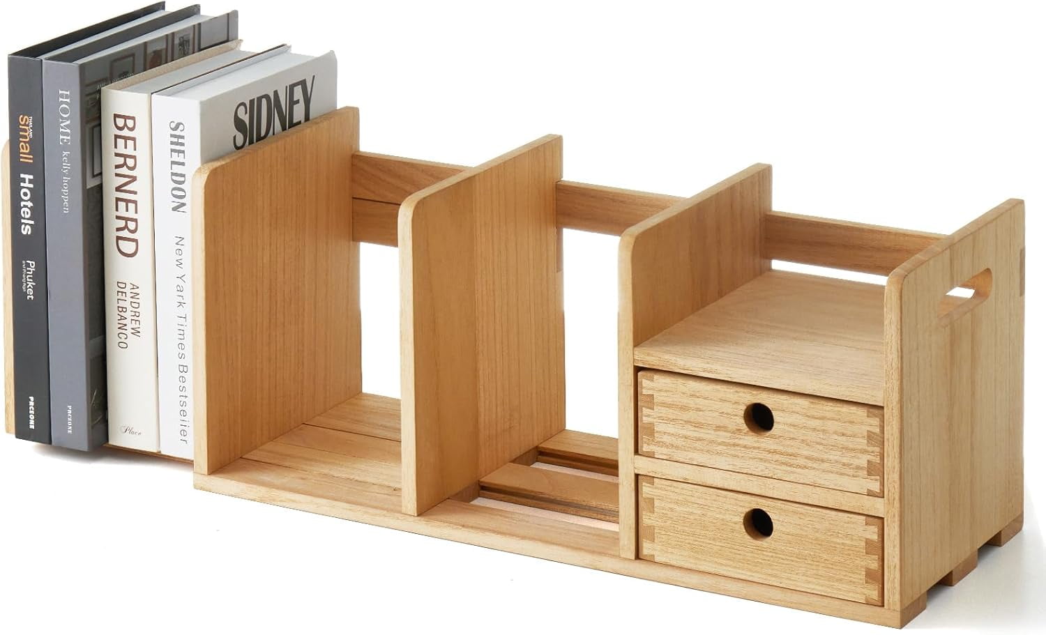 Wood Adjustable Desk Storage Desktop Bookshelf Fully Assembled Bookcase ...