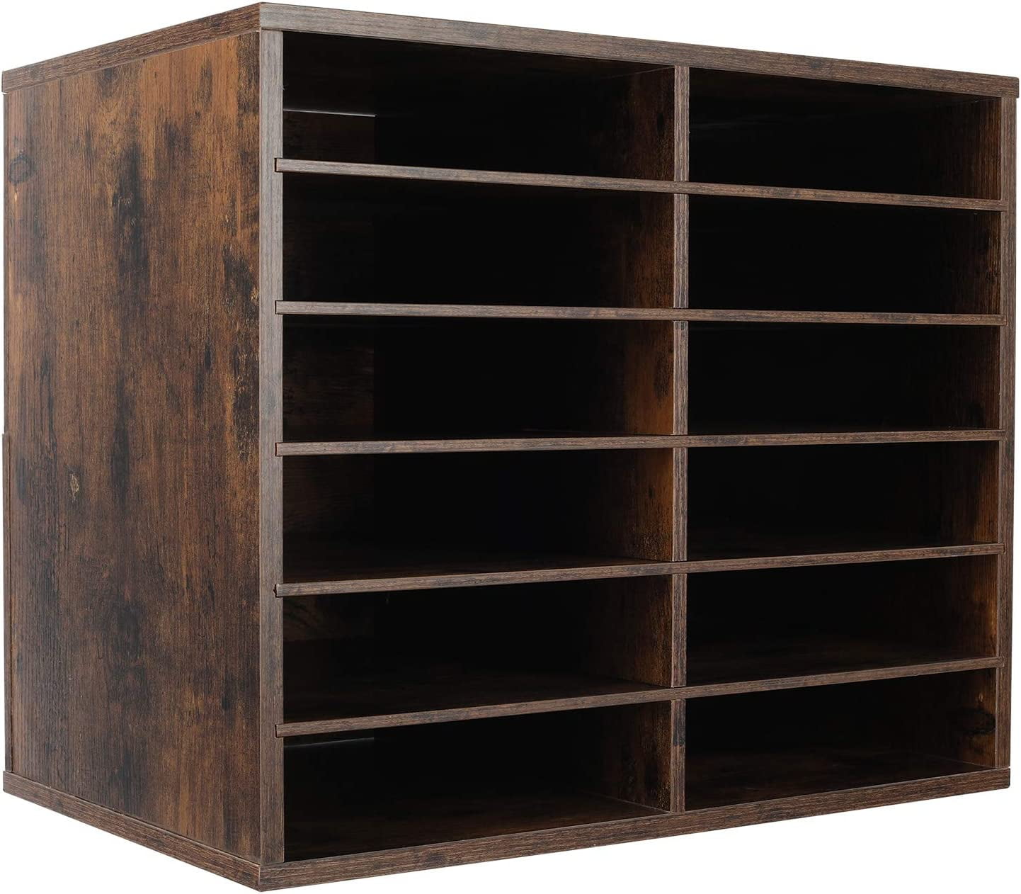 Wood Adjustable Literature Organizer Desktop File Sorter Mail Center ...