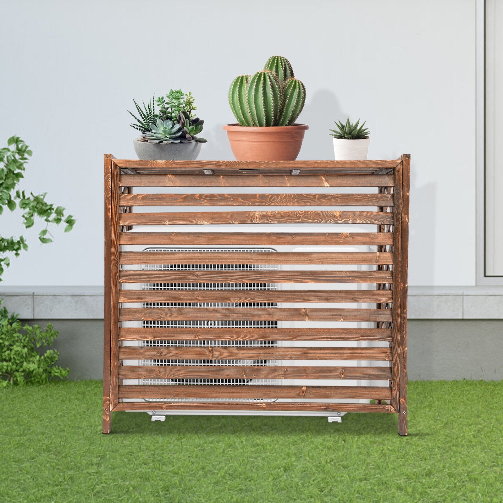 Wood Air Conditioner Fence Screen AC Covers for Outside to Hide Privacy ...
