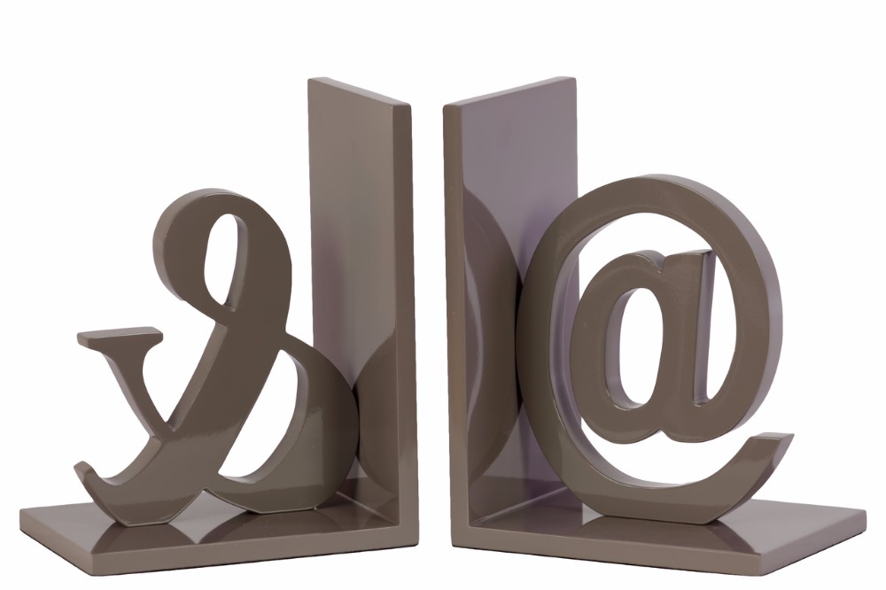 Wood Alphabet Sculpture "@&" Bookend Assortment of 2 - Gray - Walmart.com