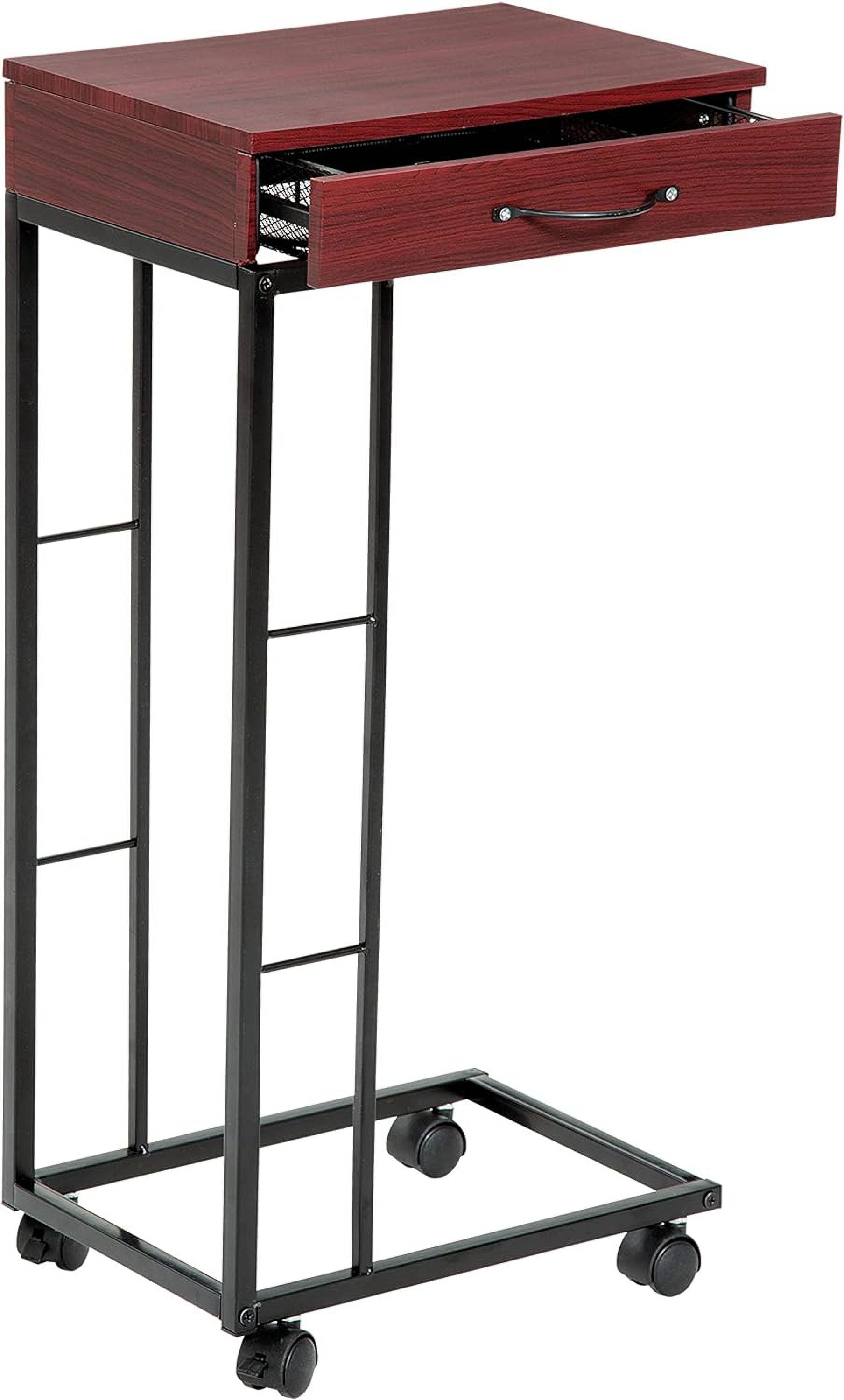 Wood And Metal Rolling Side Table With Drawer - Walmart.com