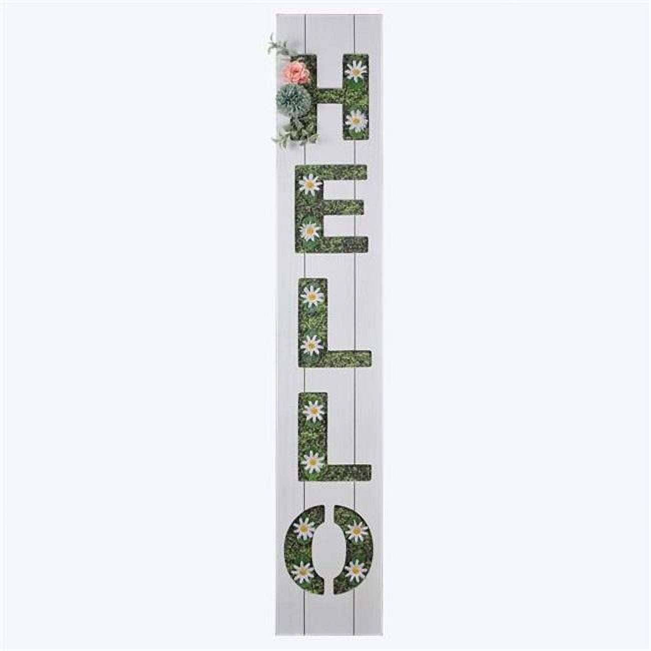 Wood Artificial Plant Hello Door Leaner & Wall Sign - Walmart.com